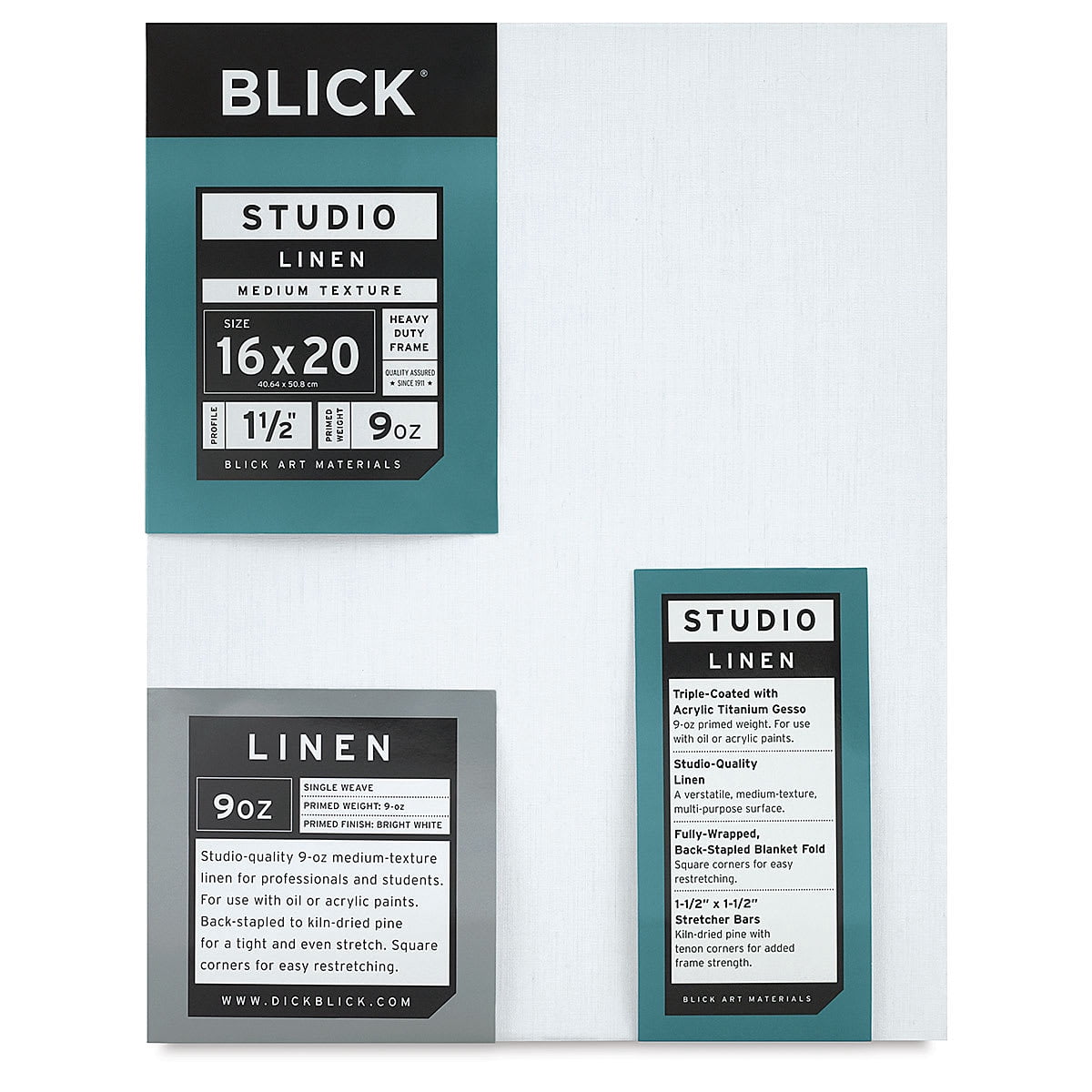 Blick Studio Linen Stretched Canvas - 16" x 20", Gallery 1-1/2" Profile ...