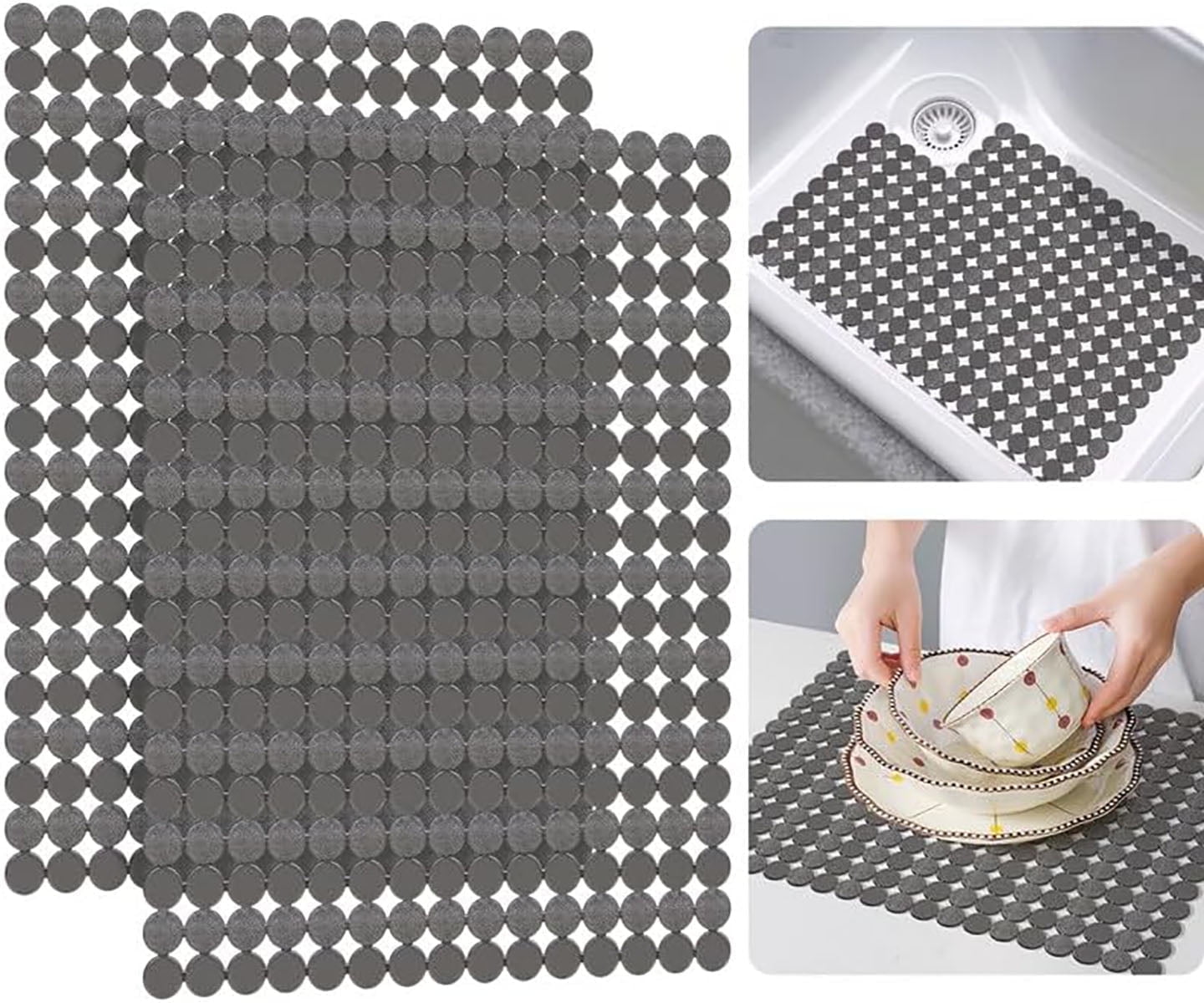 Bligli Round Sink Mats 2-Pack ,Non-Slip PVC Sink Protector, Fits ...