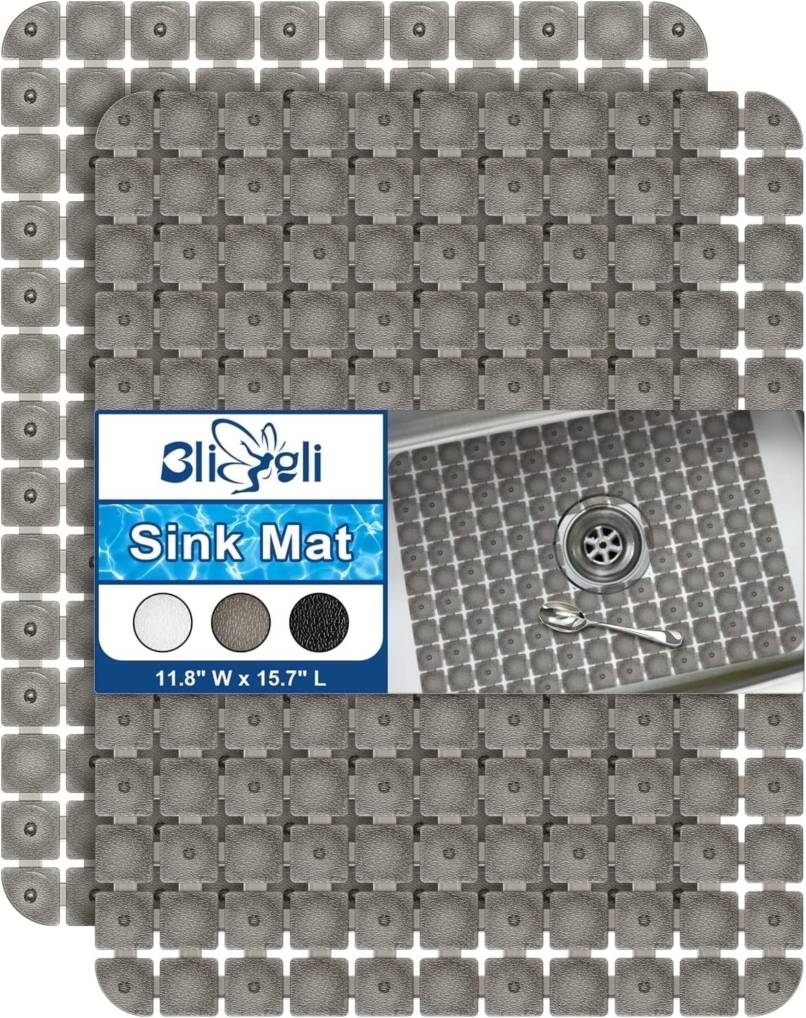 Bligli 2-Pack Sink Mats - 15.7"x11.8" Non-Slip PVC Liners, Quick-Dry ...