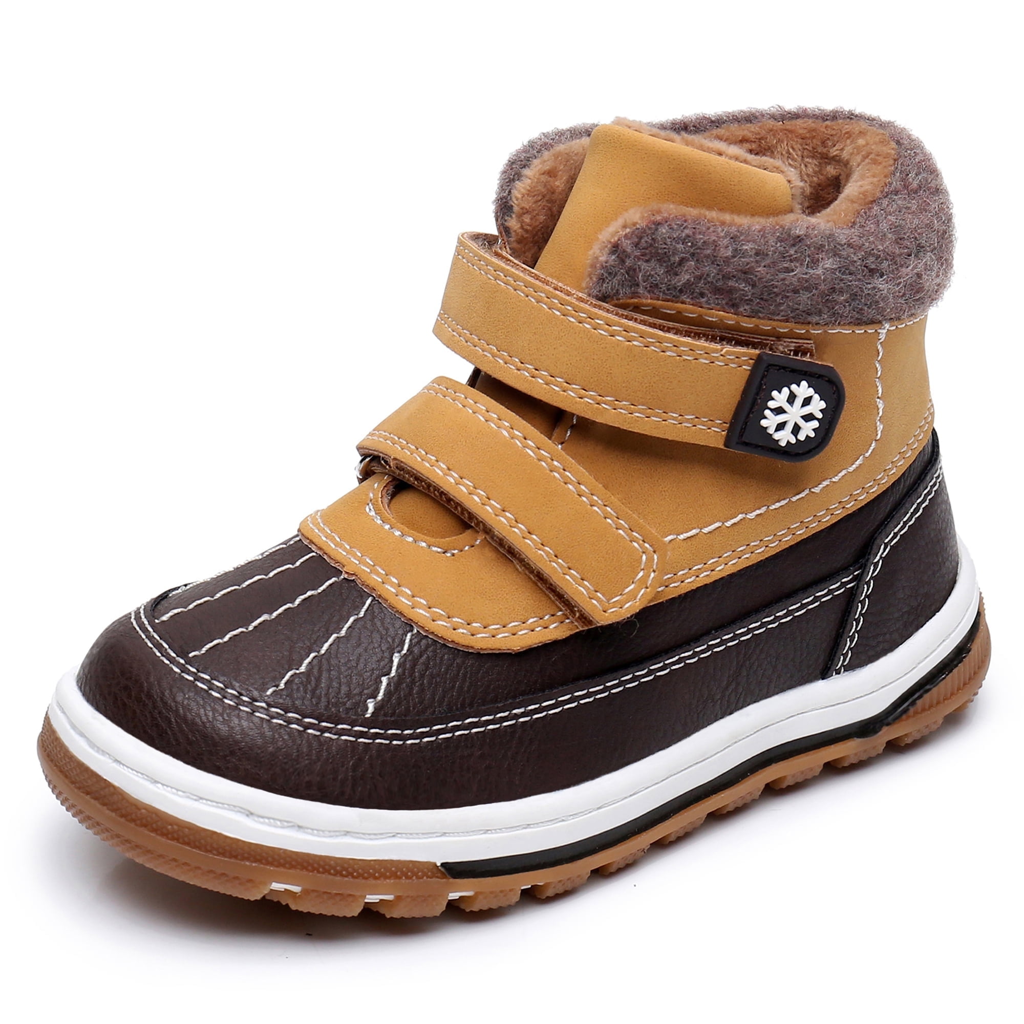 Blikcon Youth Winter Leather Boots, Kids' Boys Toddler Tracks Hook and ...
