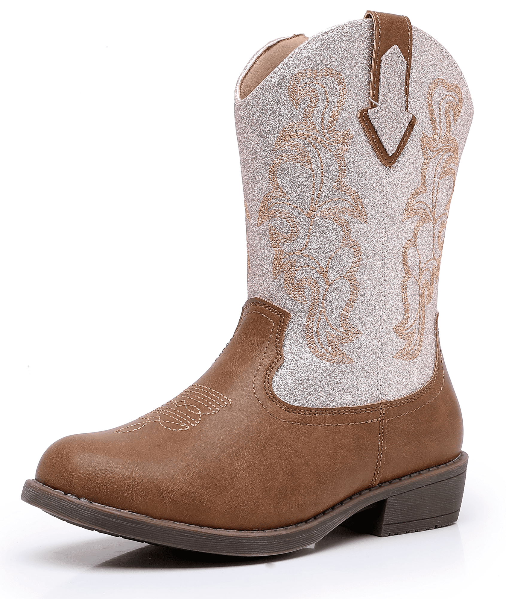 Blikcon Kids Cowboy Boots Girls Mid Calf Sparkly Glitter Western ...