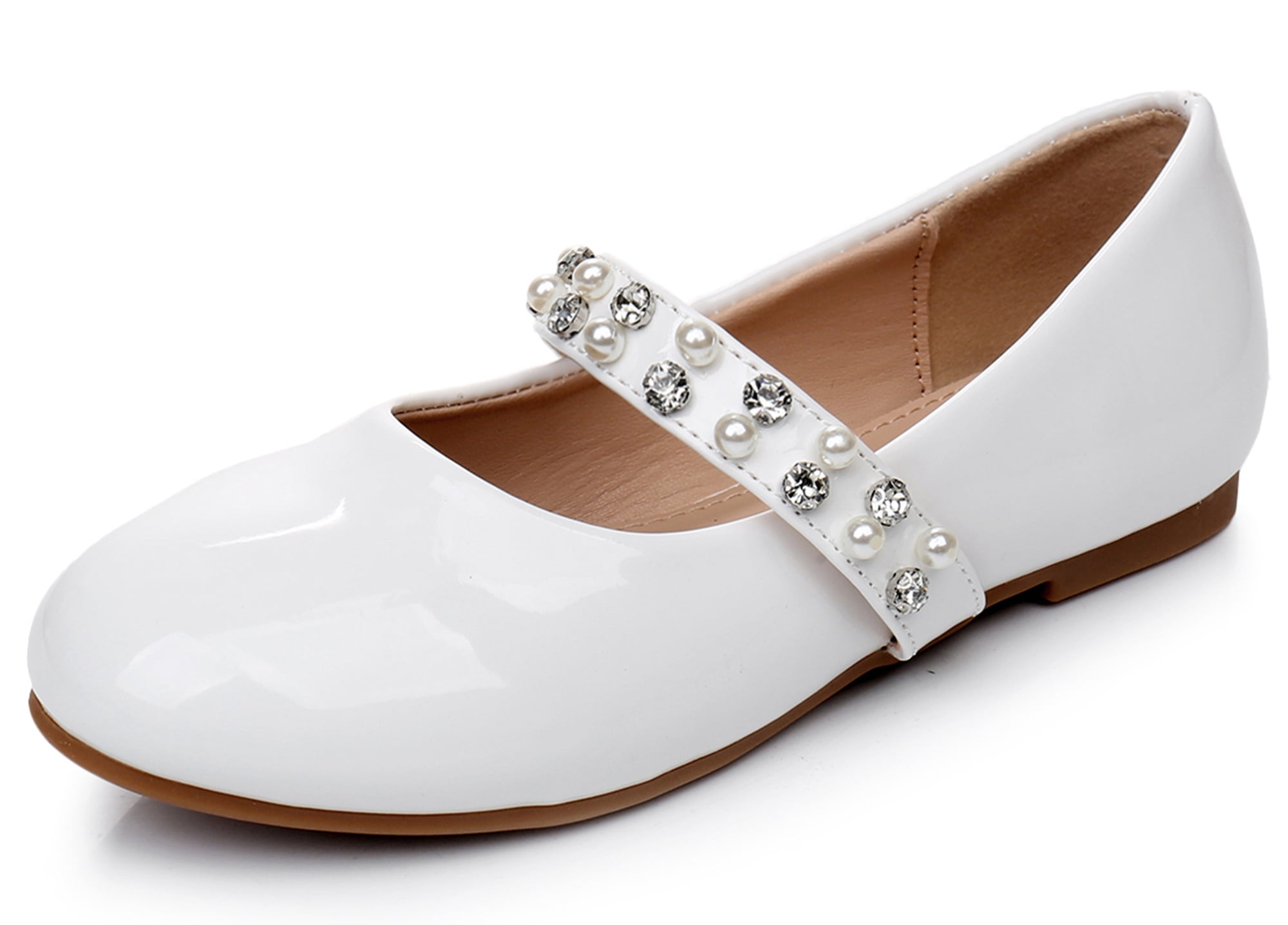 Blikcon Girls Mary Jane Ballerina Flat Shoes Low Heel Princess Flower ...