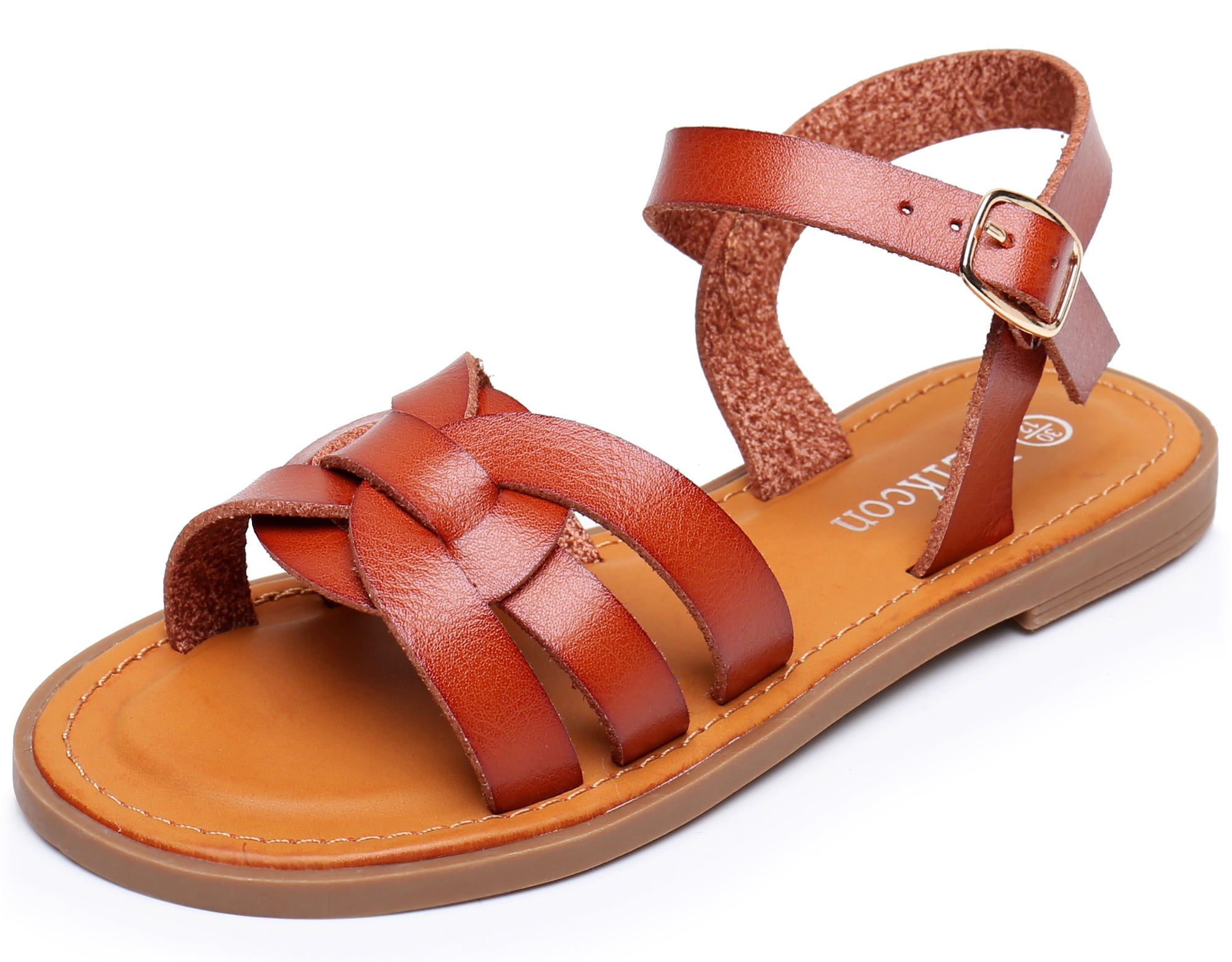 Blikcon Girls Sandals Open Toe Princess Flat Sandals Strappy Summer ...