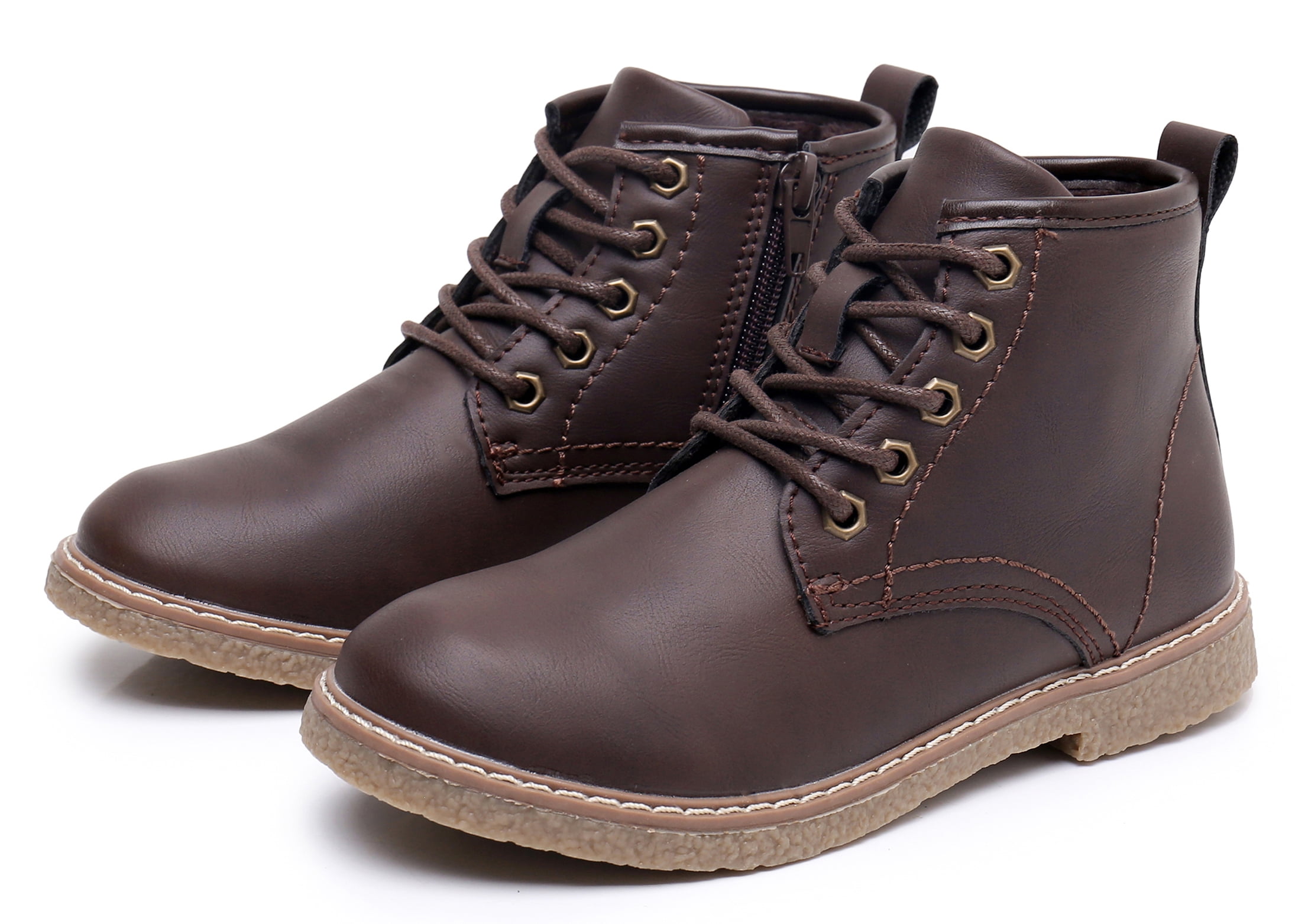 Blikcon Boys Dress Boots, Dark Brown Simulated Leather, Size 12 ...