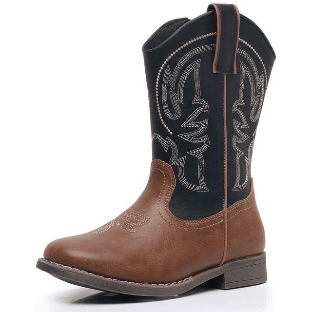 Blikcon Kids Cowboy Boots for Boys & Girls Embroidered Square Toe ...