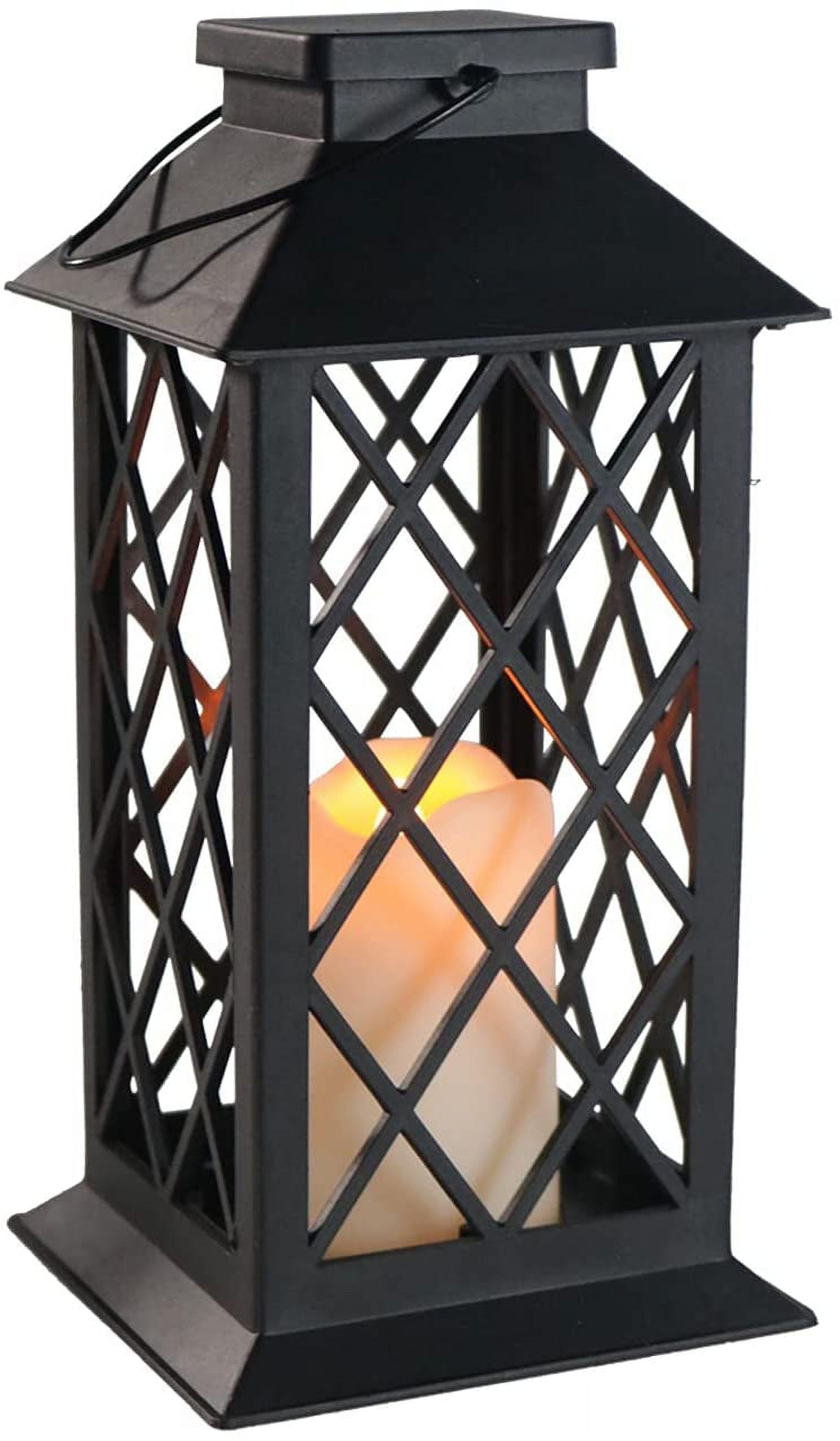 Blikeith Black LED Light Outdoor Hanging Lanterns, Flameless Plastic ...