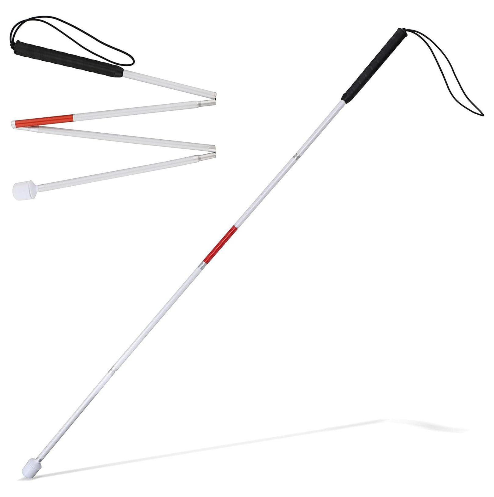 Blind Cane Mobility Stick - Reflective Red and White Cane with ...