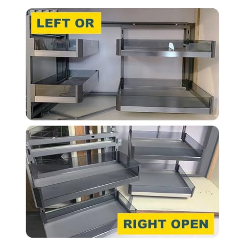 Blind Corner Cabinet 2 Tiers Pull Out Corner Cabinet with 4 Detachable ...