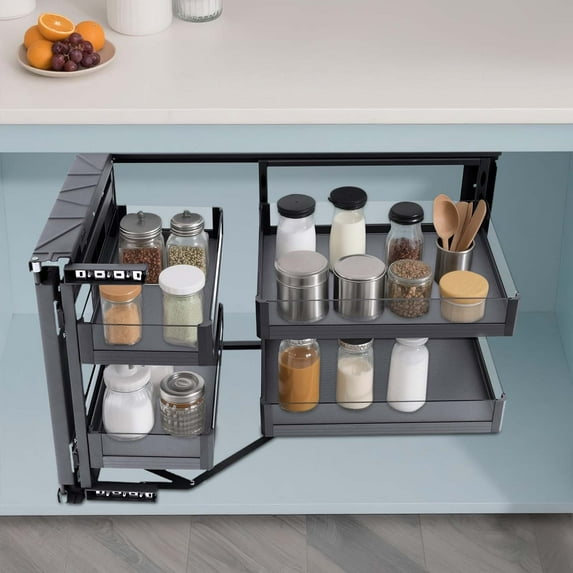 Blind Corner Cabinet Pull Out For 14 Inch Organizer Kitchen Corner Cabinet Pull Out Magic Corner ...