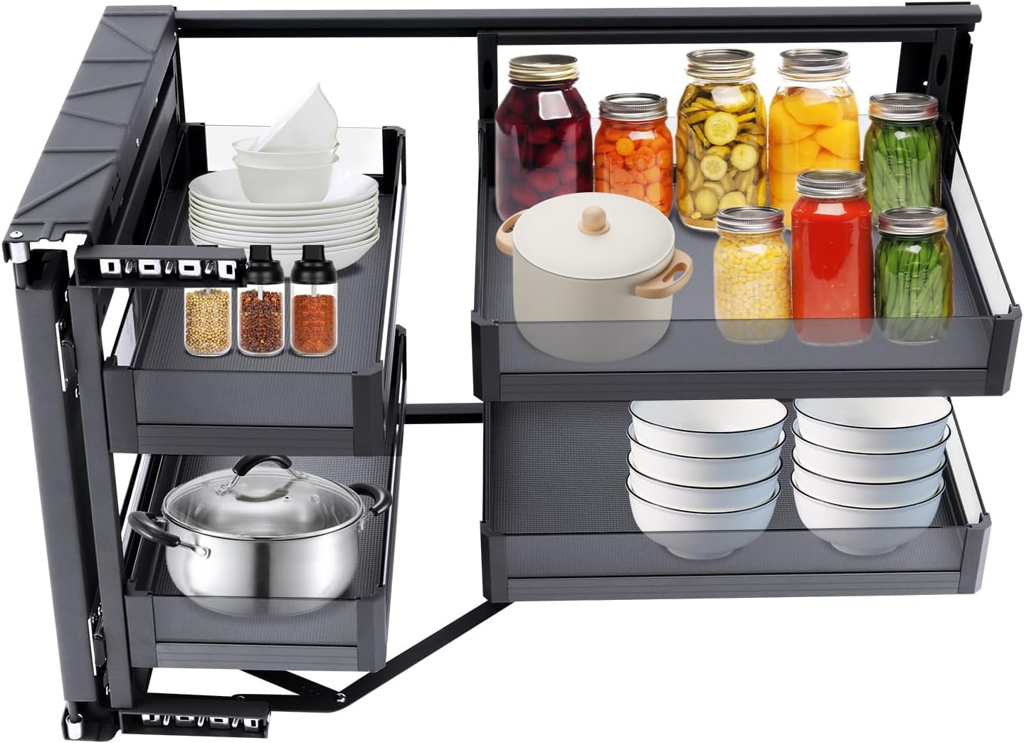 Blind Corner Cabinet Pull Out, 14 Inch 2 Tiers Swing Tray Magic Corner ...