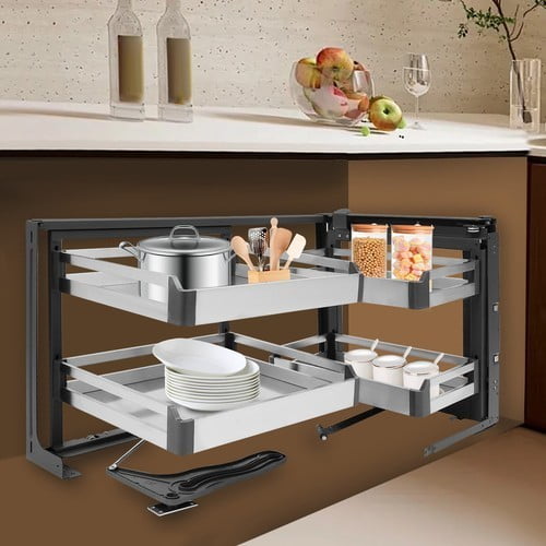 Blind Corner Cabinet Pull-Out Corner Organizer Right Side Open Swivel ...