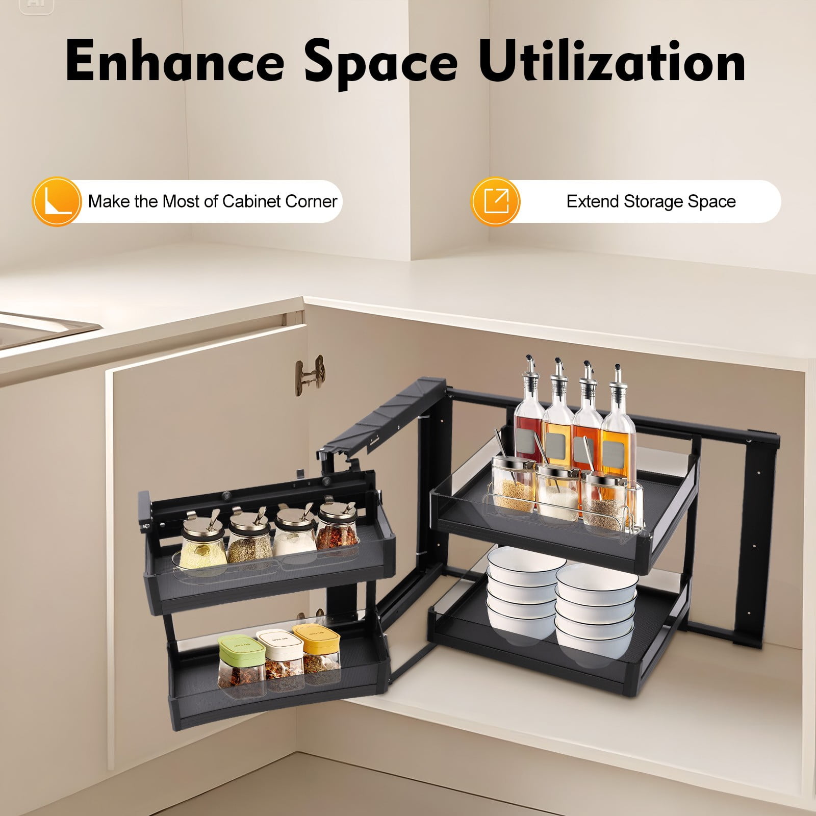 Blind Corner Cabinet Pull Out,Kitchen Corner Cabinet Pull Out with Left ...