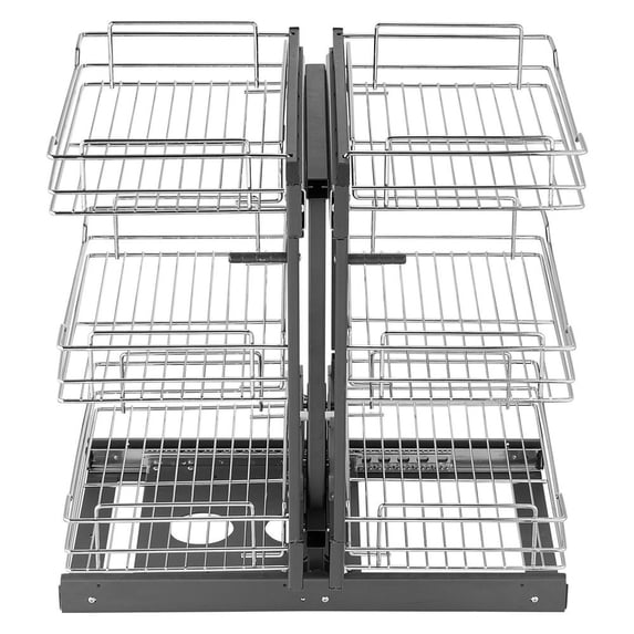 Blind Corner Pull Out Organizer, 3 Tier 6 Shelf, Chrome Carbon Steel ...