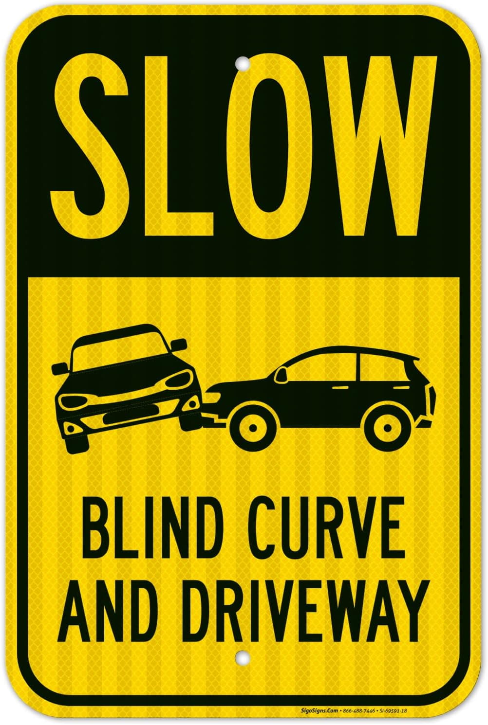 Blind Curve and Driveway Sign, 12x18 Inches, EGP Reflective .063 ...