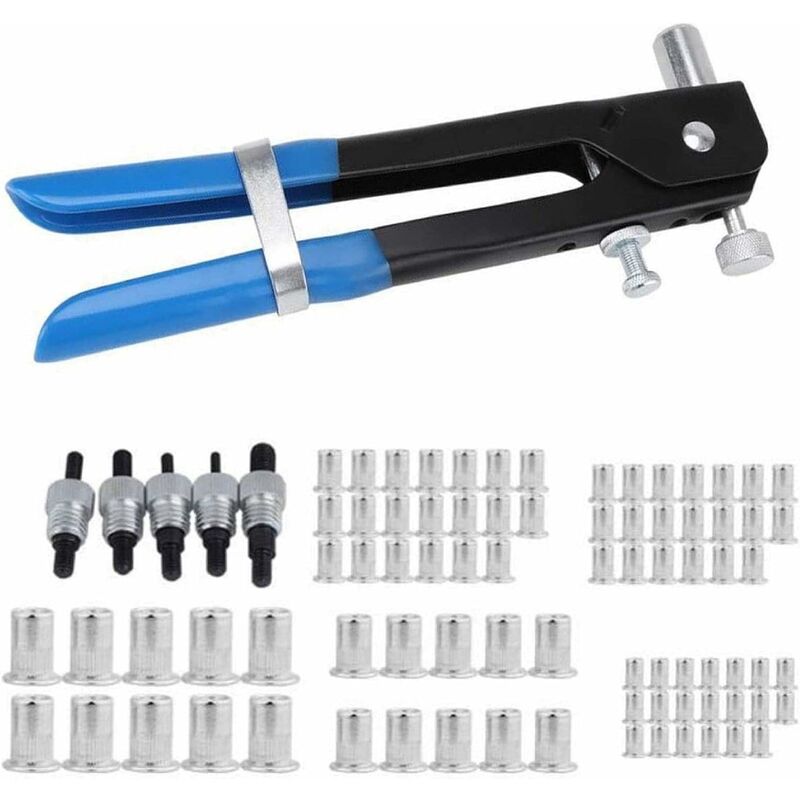 Blind Rivet Plier Heavy Duty Hand Riveter Kit Rivet Gun + 85 Pcs Rivet ...