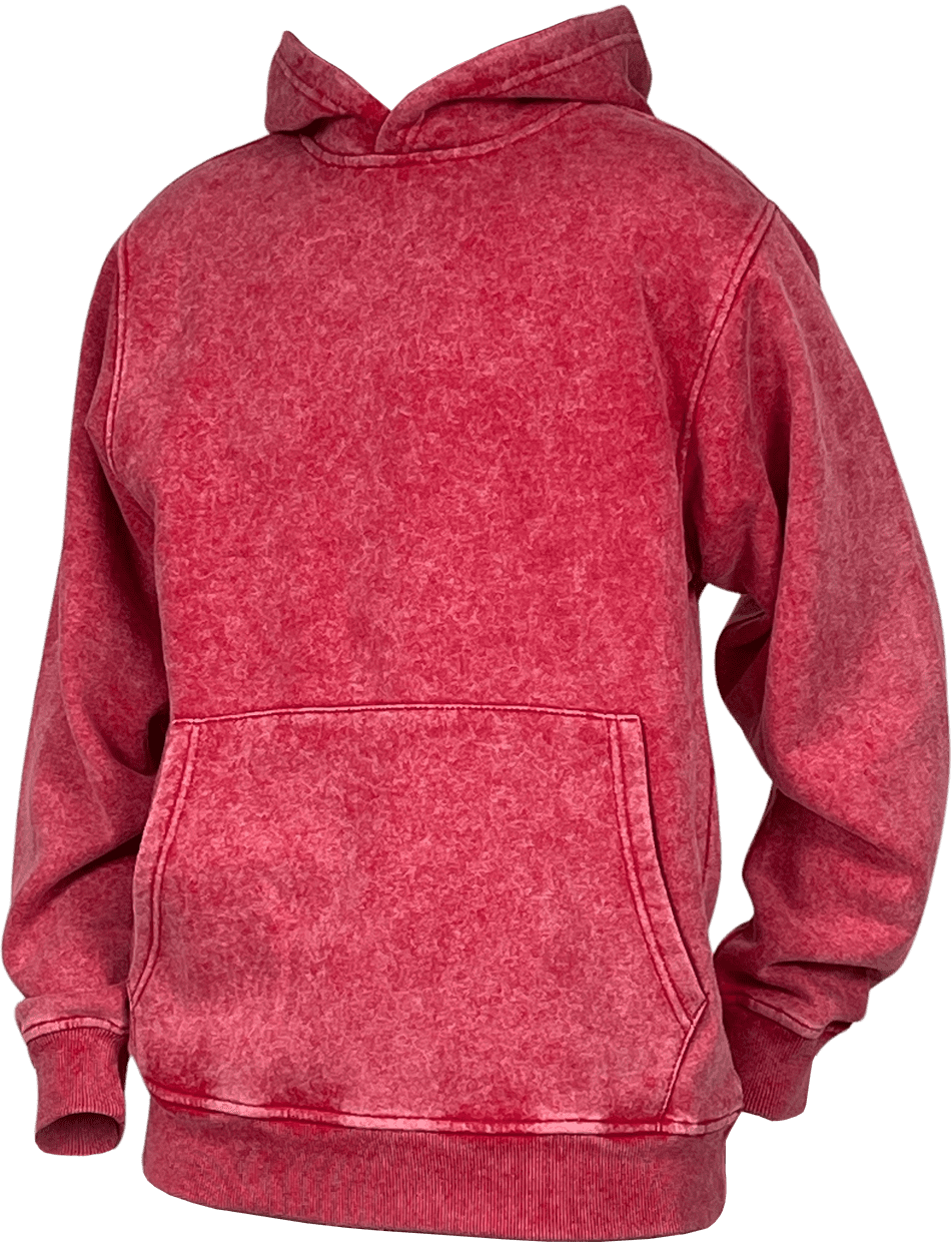Blind Trust Men's Acid Wash Pullover Fleece Hoody (Red, Medium ...
