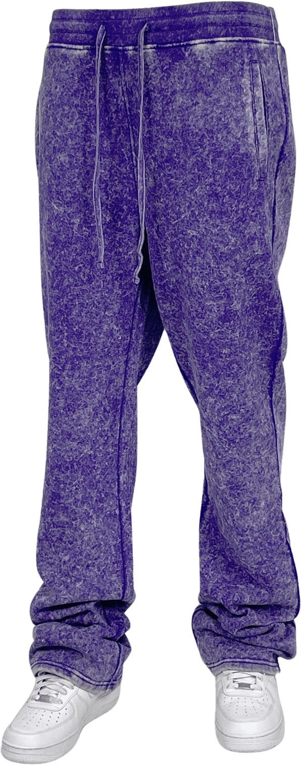 Blind Trust Men's Acid Wash Stack Fleece Pants (Purple, Large ...