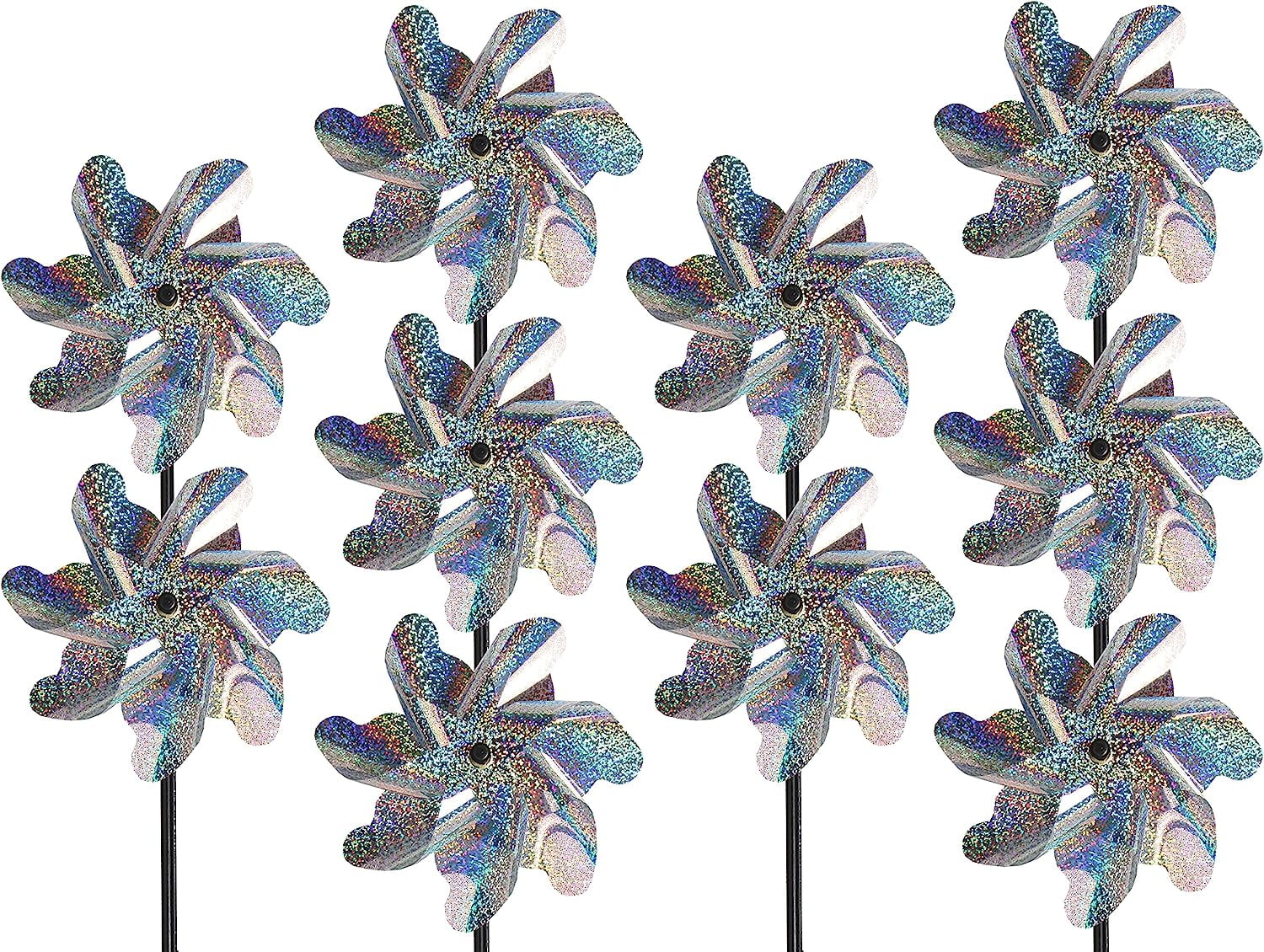 Blinder Pinwheels (10 Pack) 15 inch Pinwheel Deterrent, Holographic Pin ...