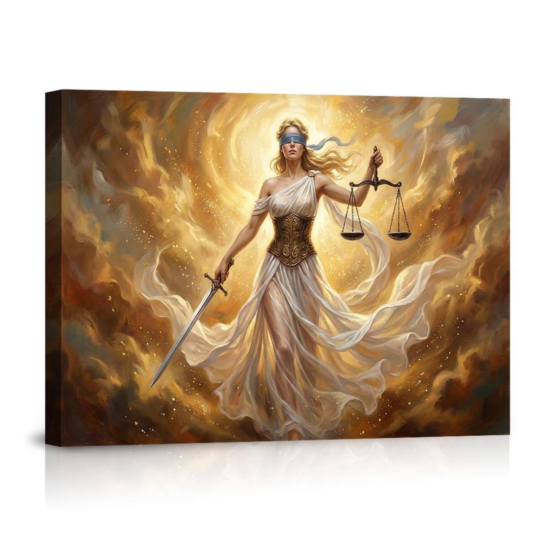 Blindfolded Lady Justice With Sword And Scales Divine Law For Office ...