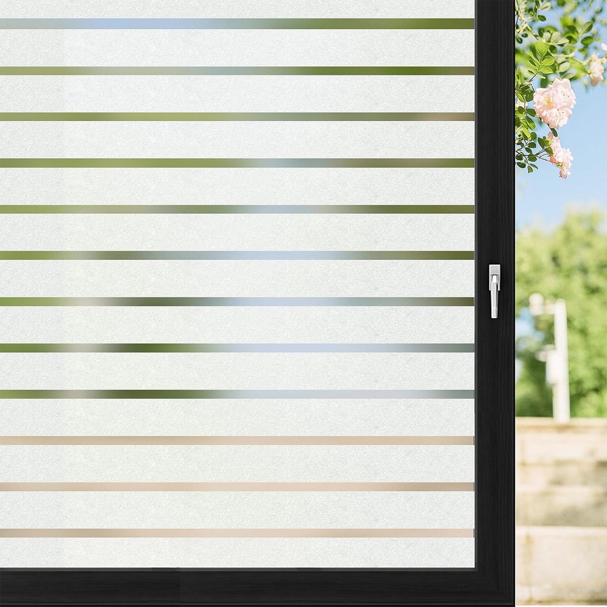 Blinds Frosted Glass Window Film Stripe Patterns Window Frosting Film ...