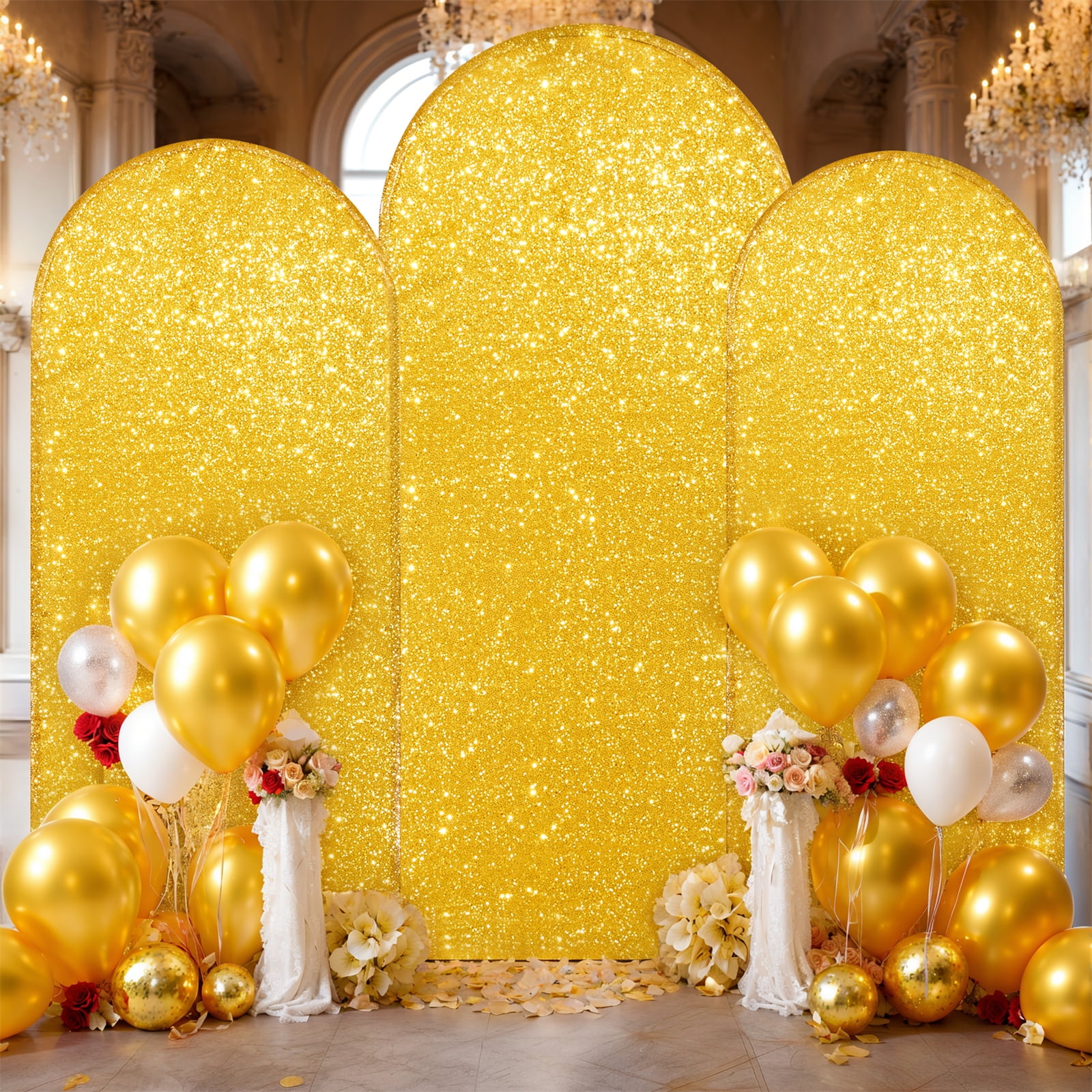 Bling Arch Backdrop Cover, Sequin Wedding Arch Stand Cover With Round ...