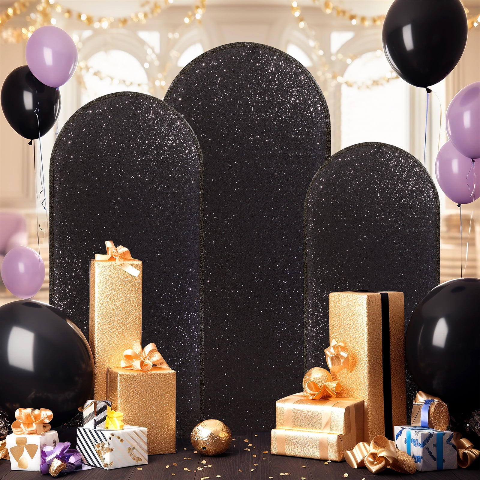 Bling Arch Backdrop Cover, Sequin Wedding Arch Stand Cover With Round ...