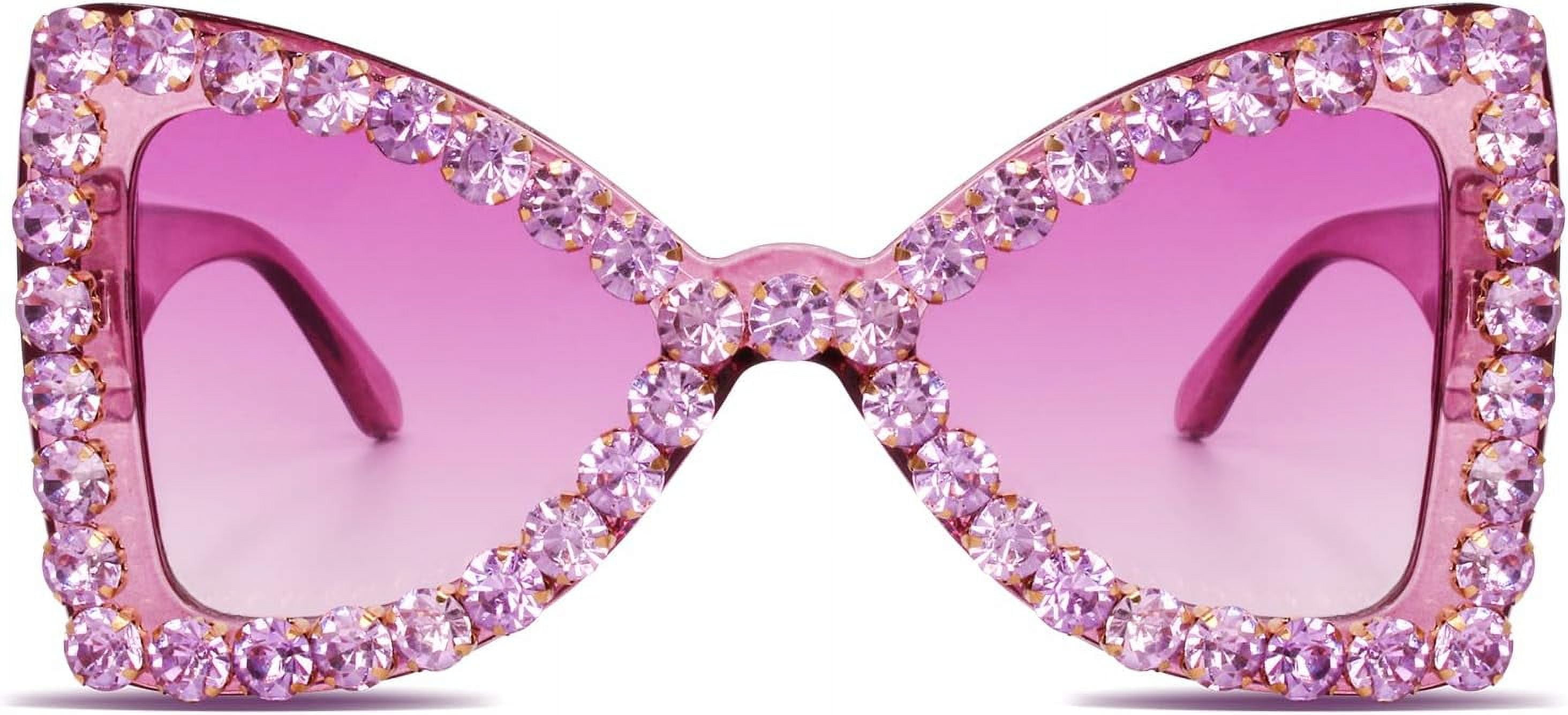 Bling Bedazzled Rhinestone Sunglasses for Women Sparkly Glitter Diamond Rave Glasses Elton Disco ...