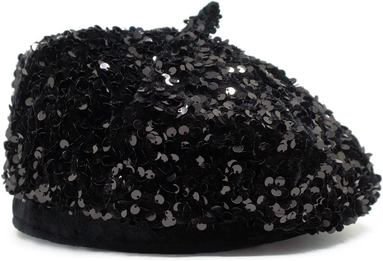 Bling Beret Hats for Women Sequin Paris Artist Cap Fashionable Ladies ...