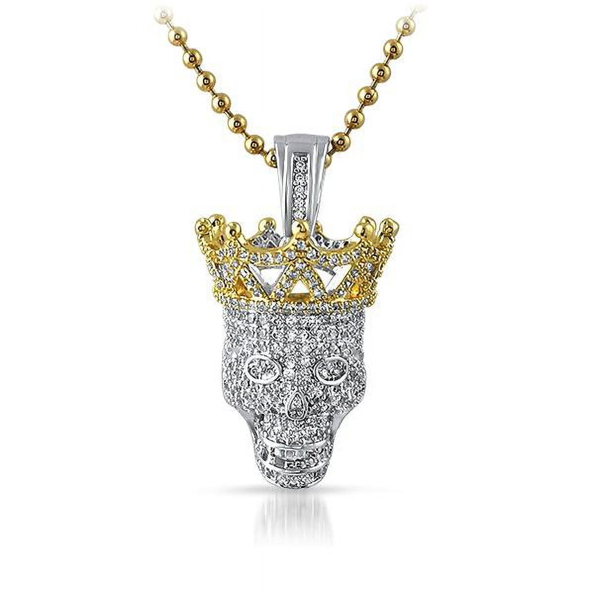 Bling Bling 3D Skull Silver with Gold Crown Iced - Walmart.com
