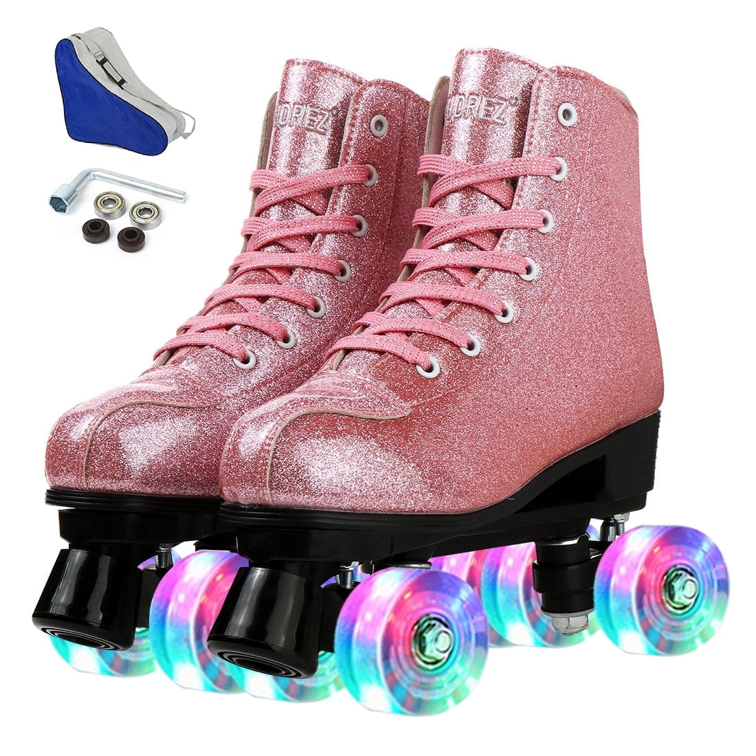 Bling Bling Roller Skates with Light up Wheels, for Women Men Girls and ...