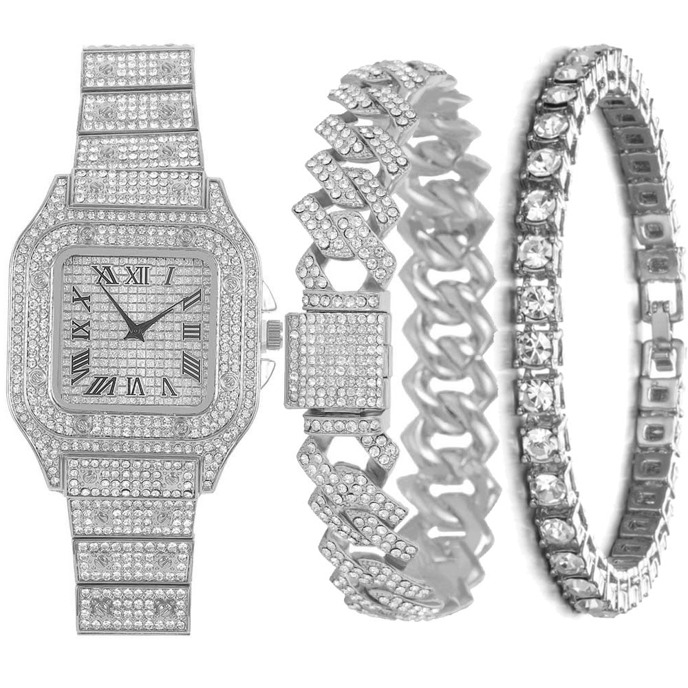 Bling Bling Women Watch With Bracelet Iced Out Hip Hop Golden Watch ...