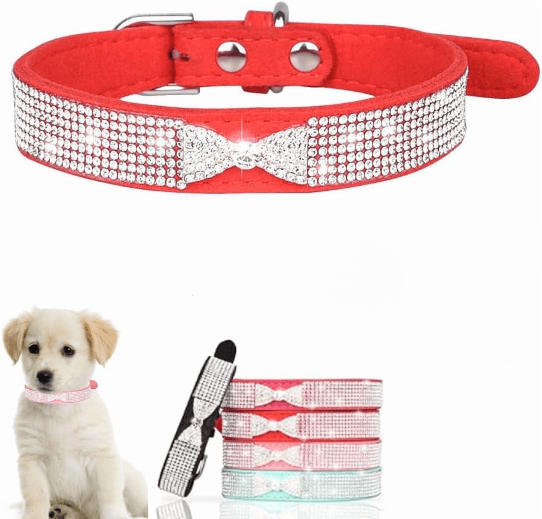 Bling Bow Rhinestone Collars for Small Female Dogs, Sparkly Crystal ...
