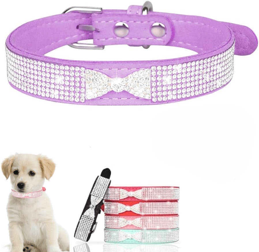 Bling Bow Rhinestone Collars for Small Female Dogs, Sparkly Crystal ...