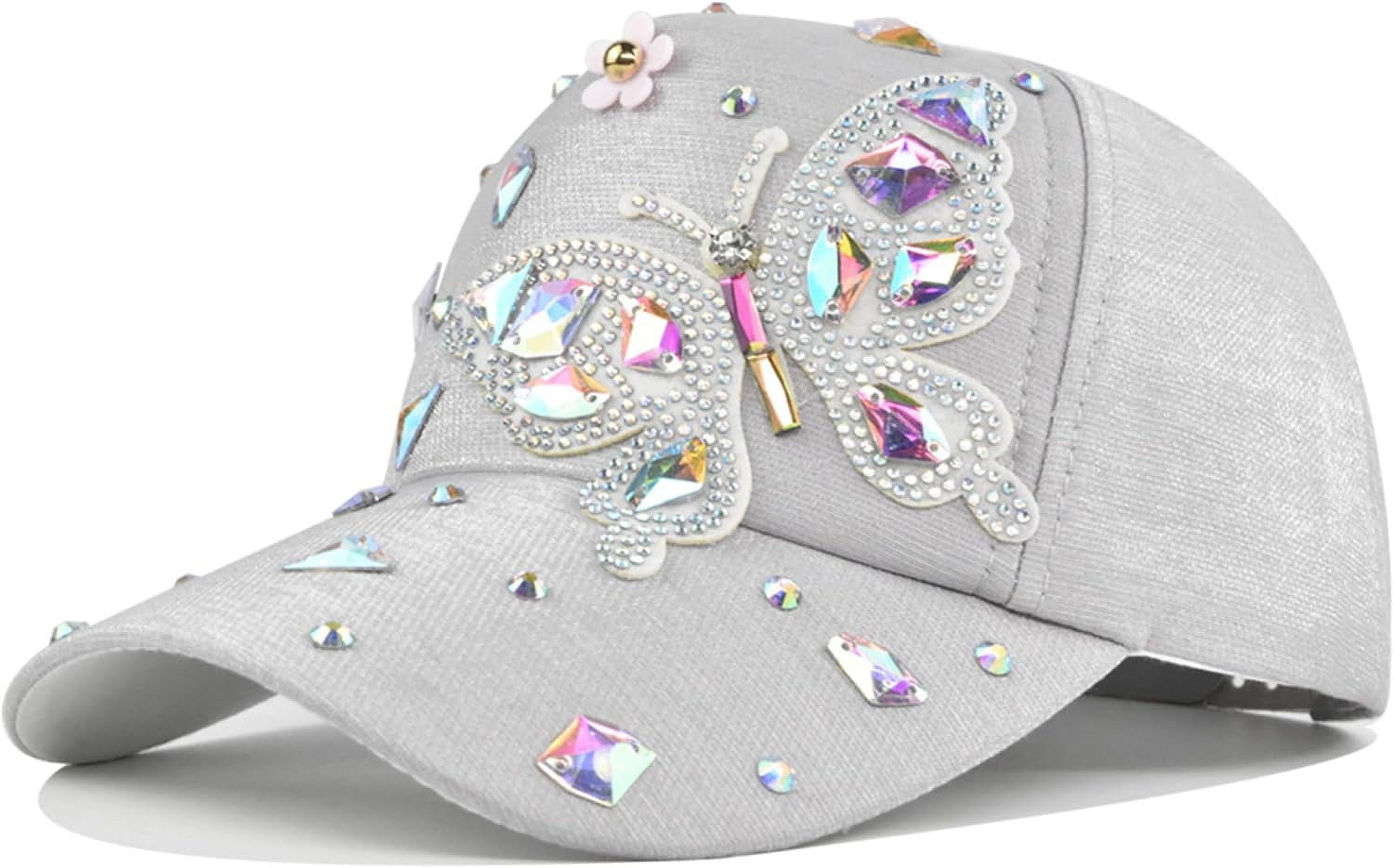Bling Butterfly Bee Baseball Cap for Women,Shiny Studded Rhinestone ...