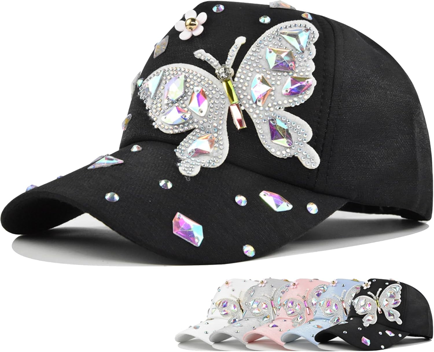Bling Butterfly Bee Baseball Cap for Women,Shiny Studded Rhinestone ...