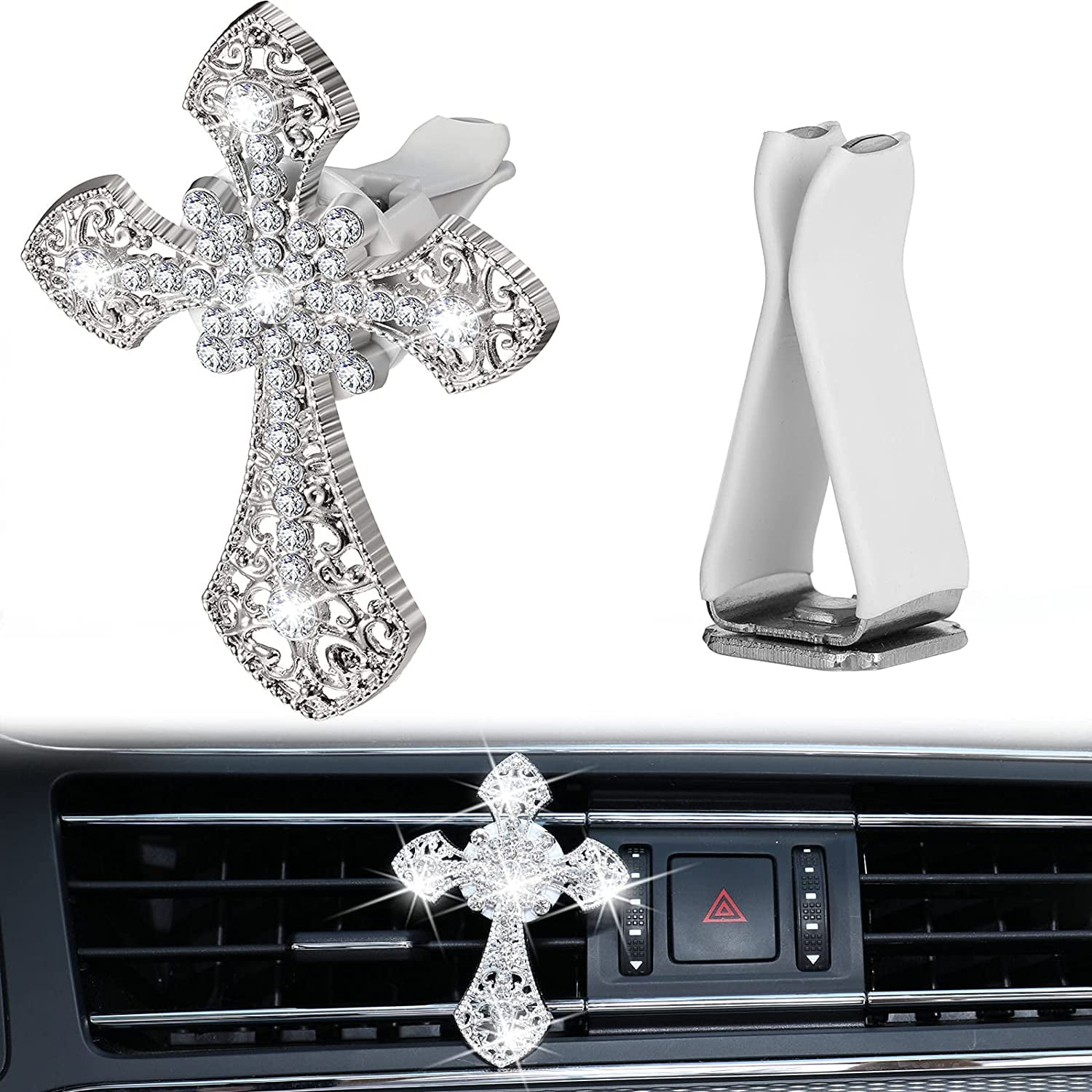 Bling Car Air Vent Clip Crystal Cross Rhinestone Vehicle Air ...