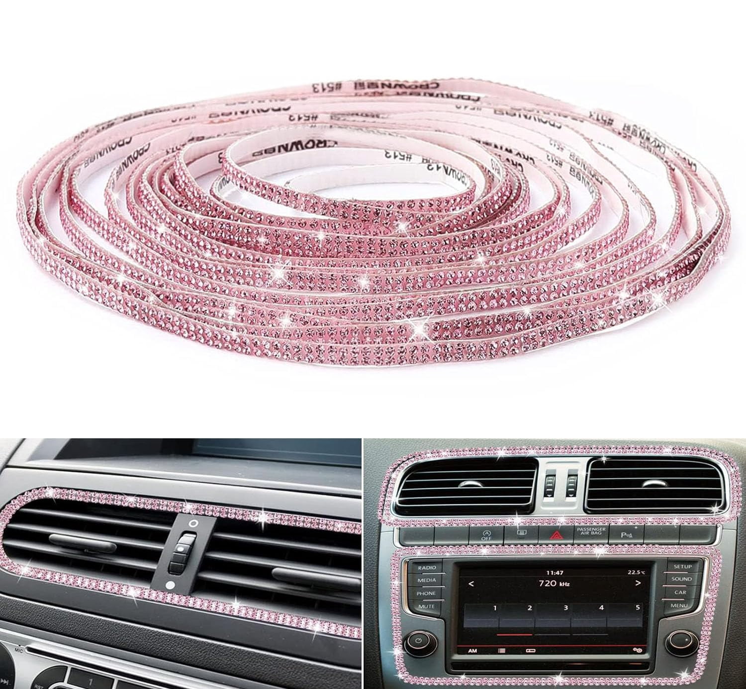 Bling Car Trim Self-Adhesive OIF8 16.4Ft, Rhinestone Car Accessories ...