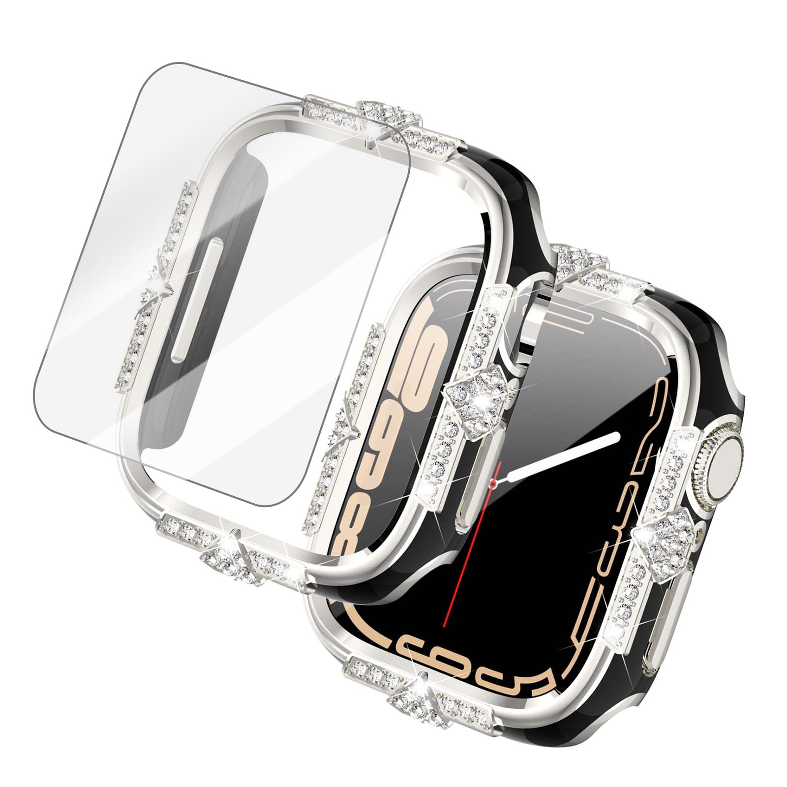 Bling Case for Apple Watch Series 9/8/7 45mm with Tempered Glass Screen ...
