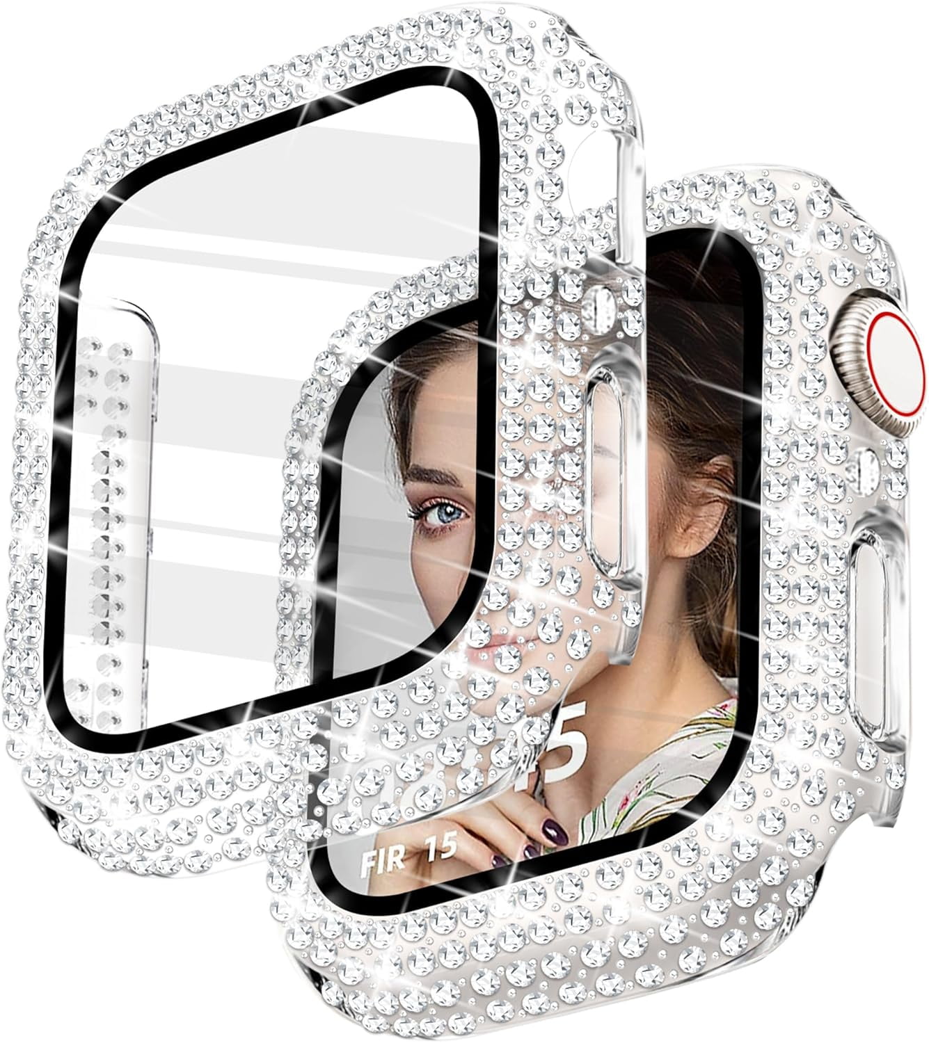 Bling Case with HD Screen Protector Women Compatible with Apple Watch ...