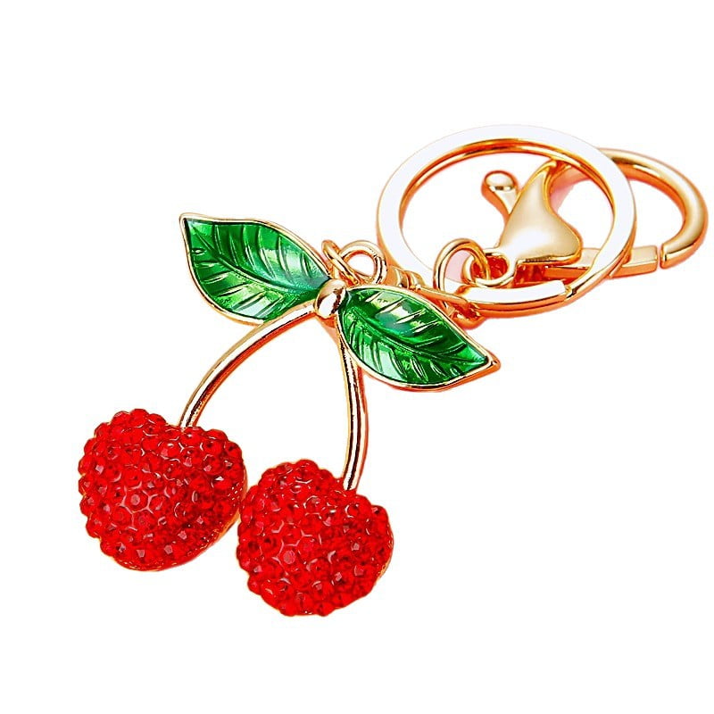 Bling Cherry Keychains For Women Girls Rhinestone Crystal Key Chain For ...