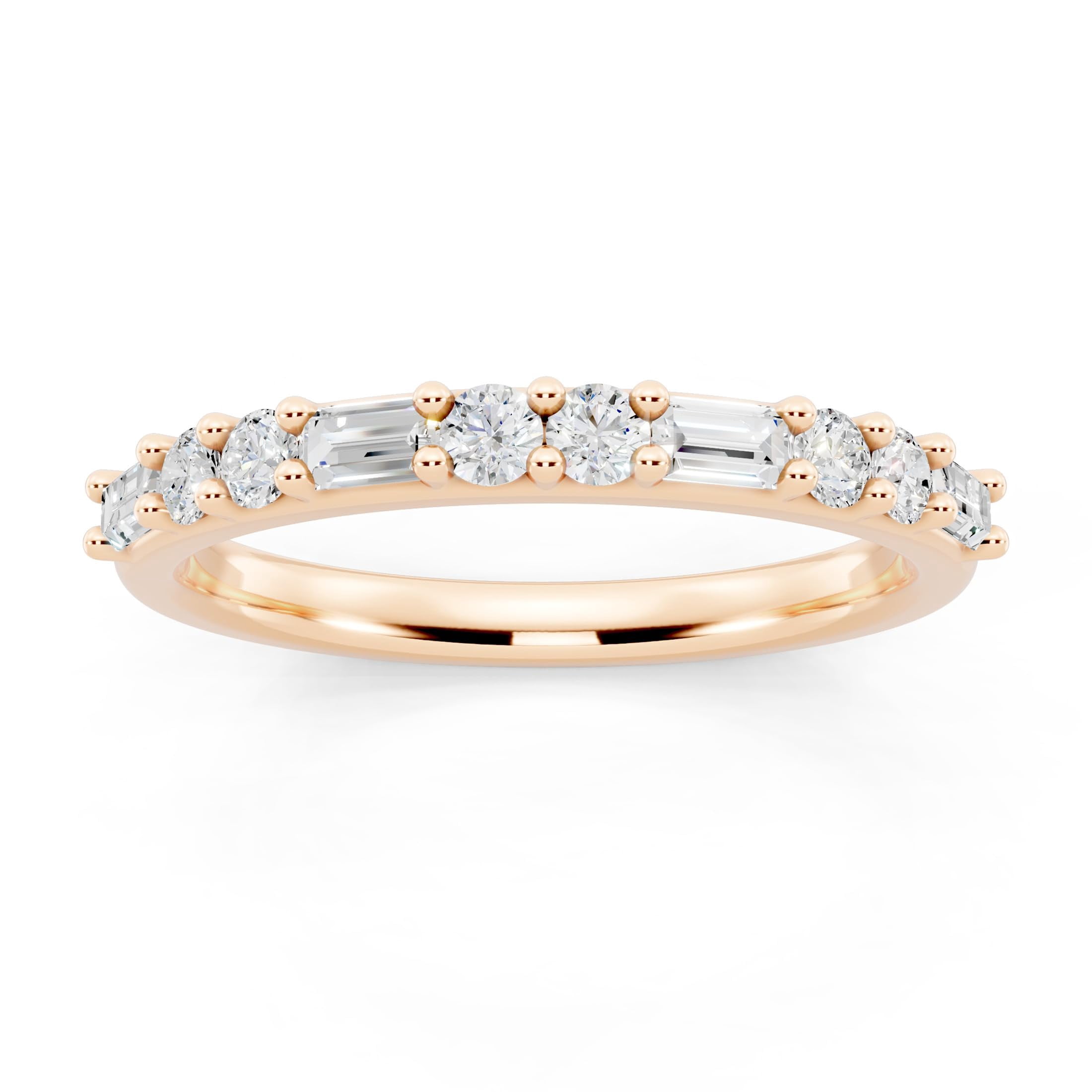 Bling Craft 0.40 Ctw Baguette & Round Moissanite Wedding Bands Ring for ...