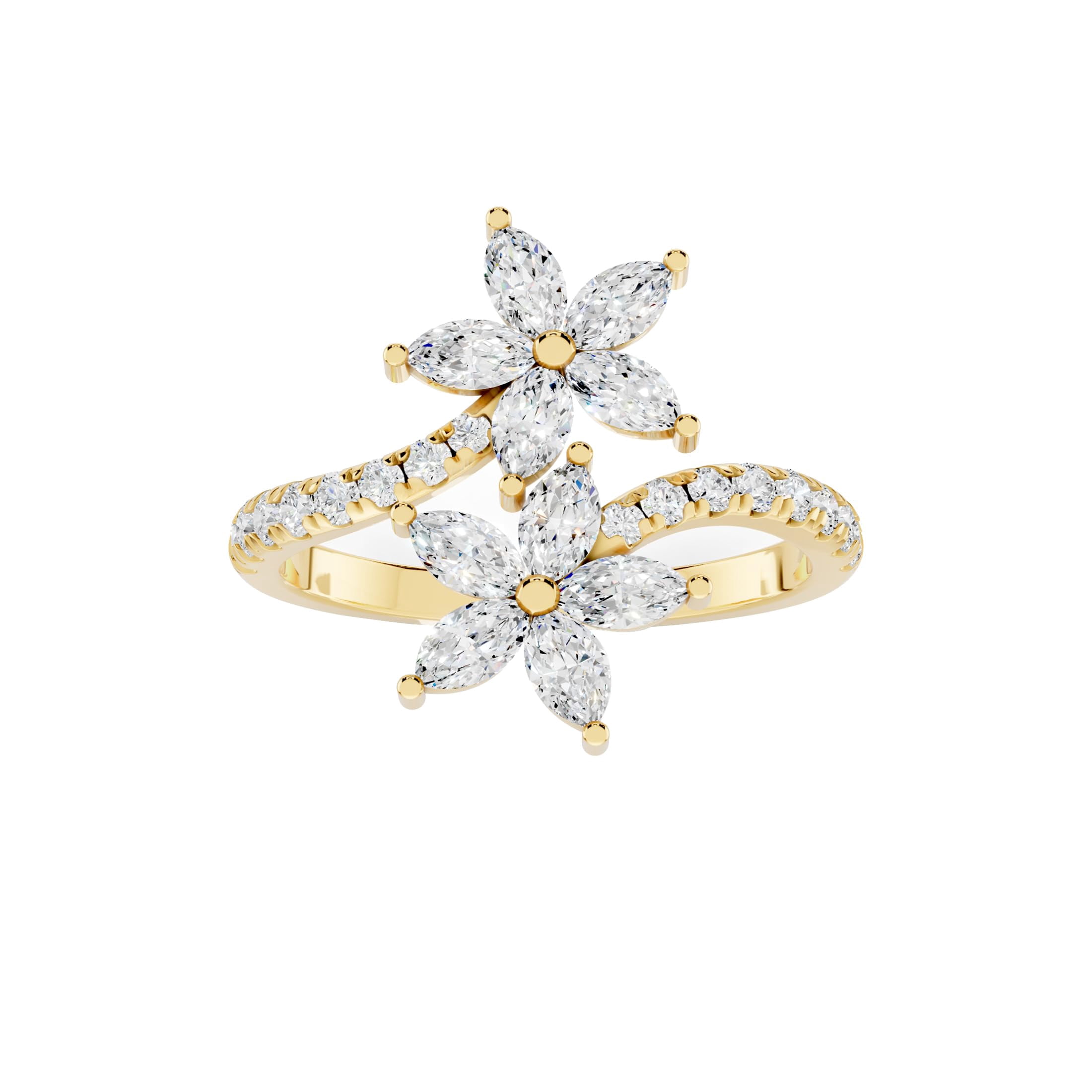 Bling Craft 0.85 Carat Marquise Cut Mossanite Floral Engagement Ring ...