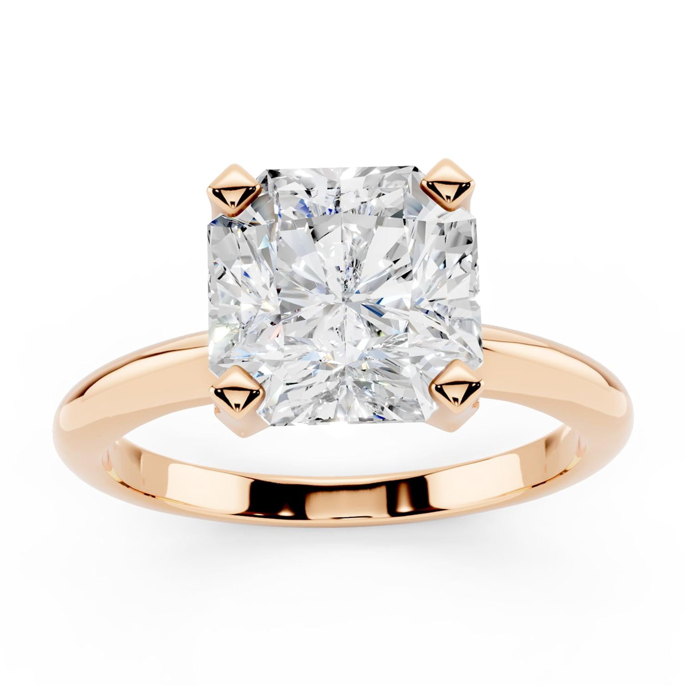 Bling Craft 14K Rose Gold Plated Solitaire Moissanite Engagement Ring ...