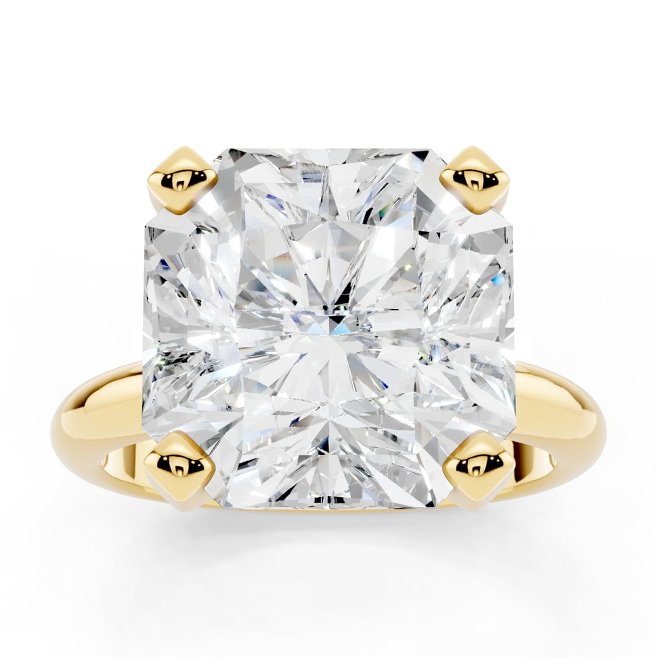 Bling Craft 14K Yellow Gold Plated Solitaire Moissanite Engagement Ring ...