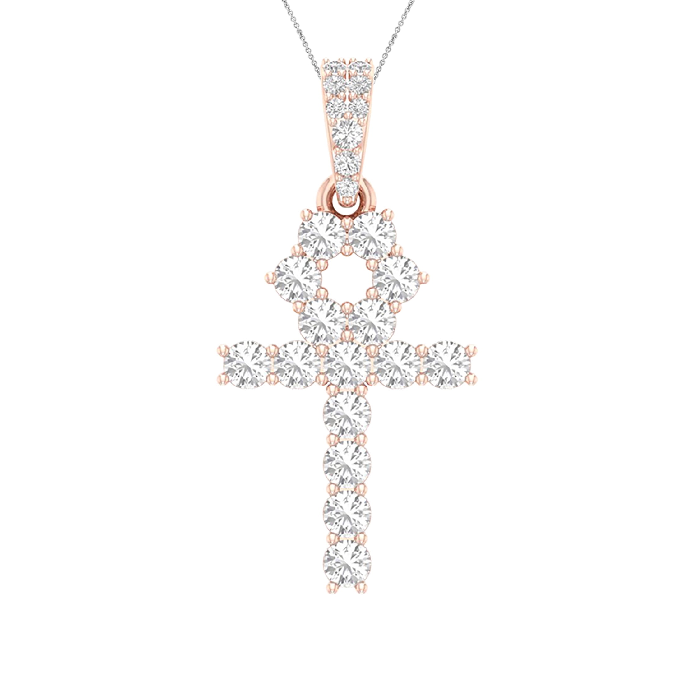 Bling Craft Ankh Cross Necklace Unisex 0.97 Ct Round Moissanite Cross ...