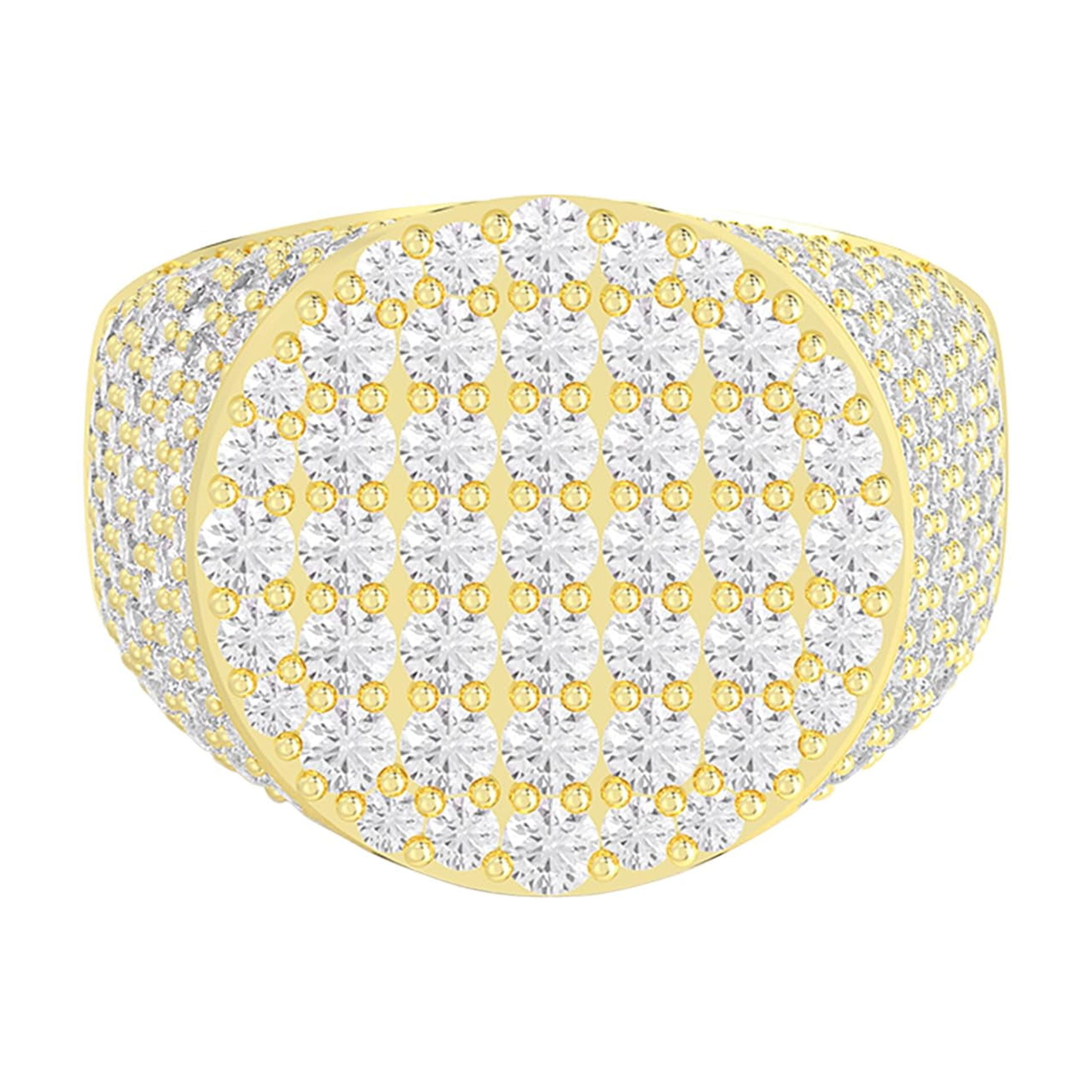 Bling Craft Circle Iced Out Signet Ring for Men 5.79 ct Round ...