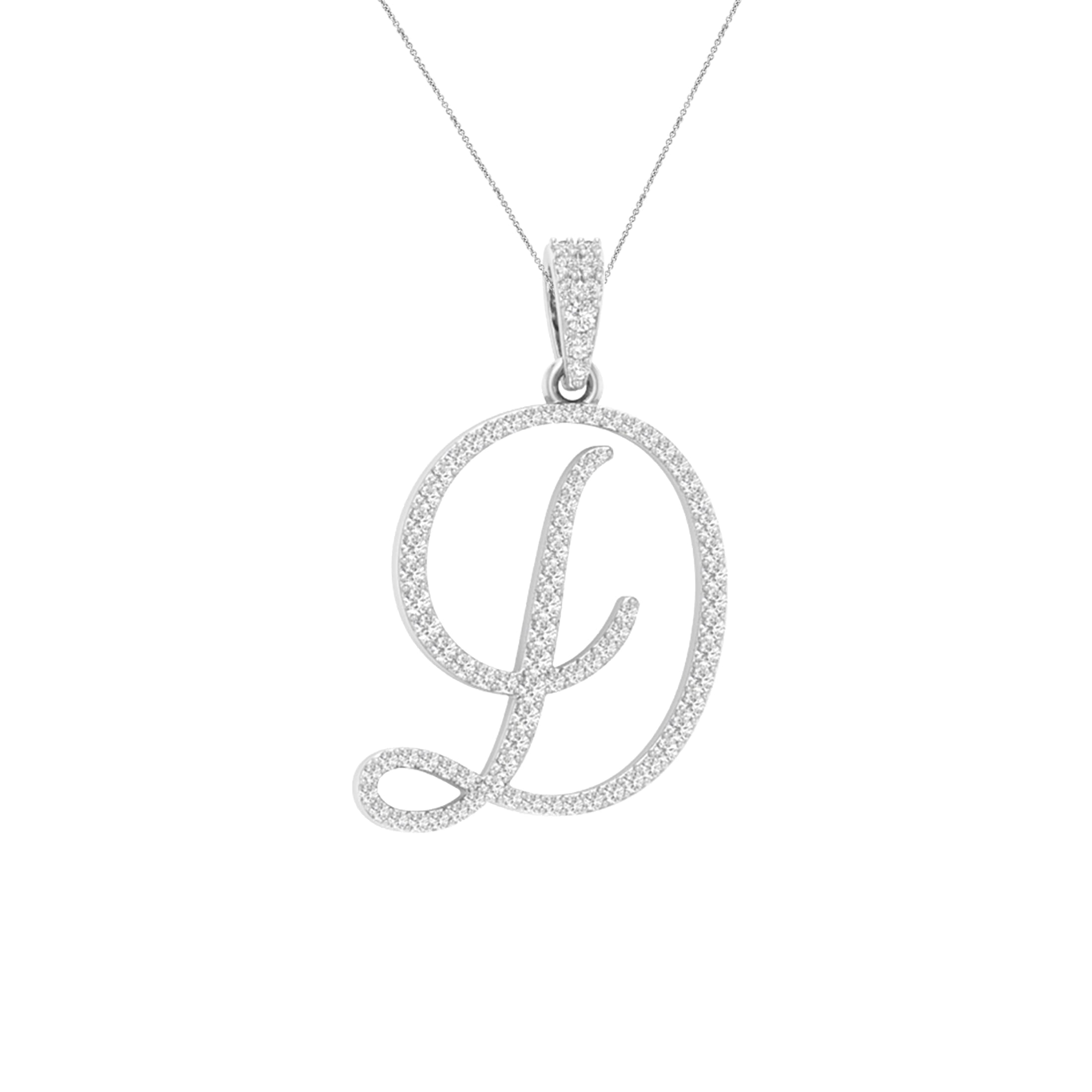Bling Craft Cursive D Initial Letter Pendant Unisex 0.51 Ct Round ...