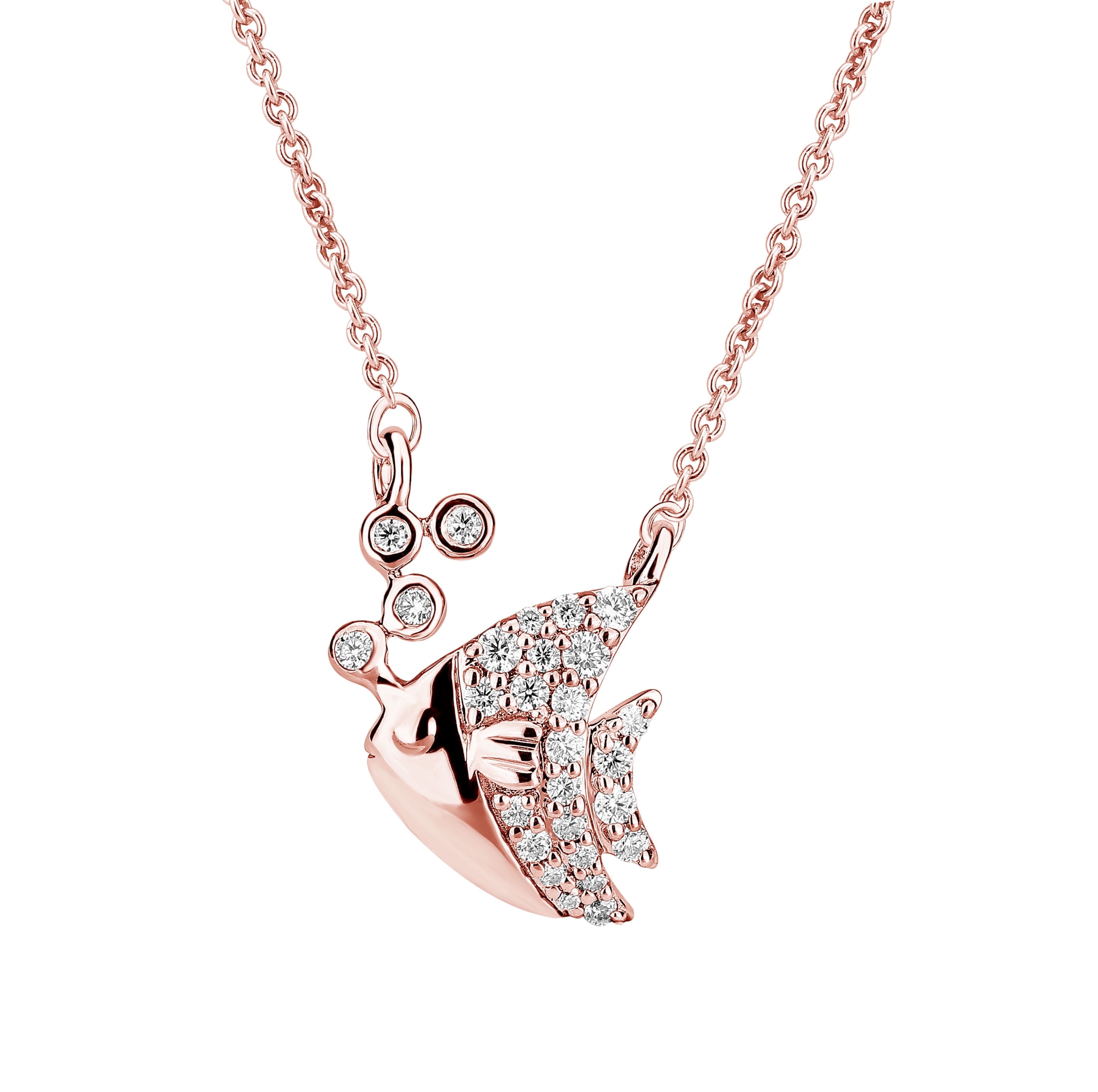 Bling Craft Fish Necklace 0.19 ct Round Moissanite Bubbles Pendant for ...