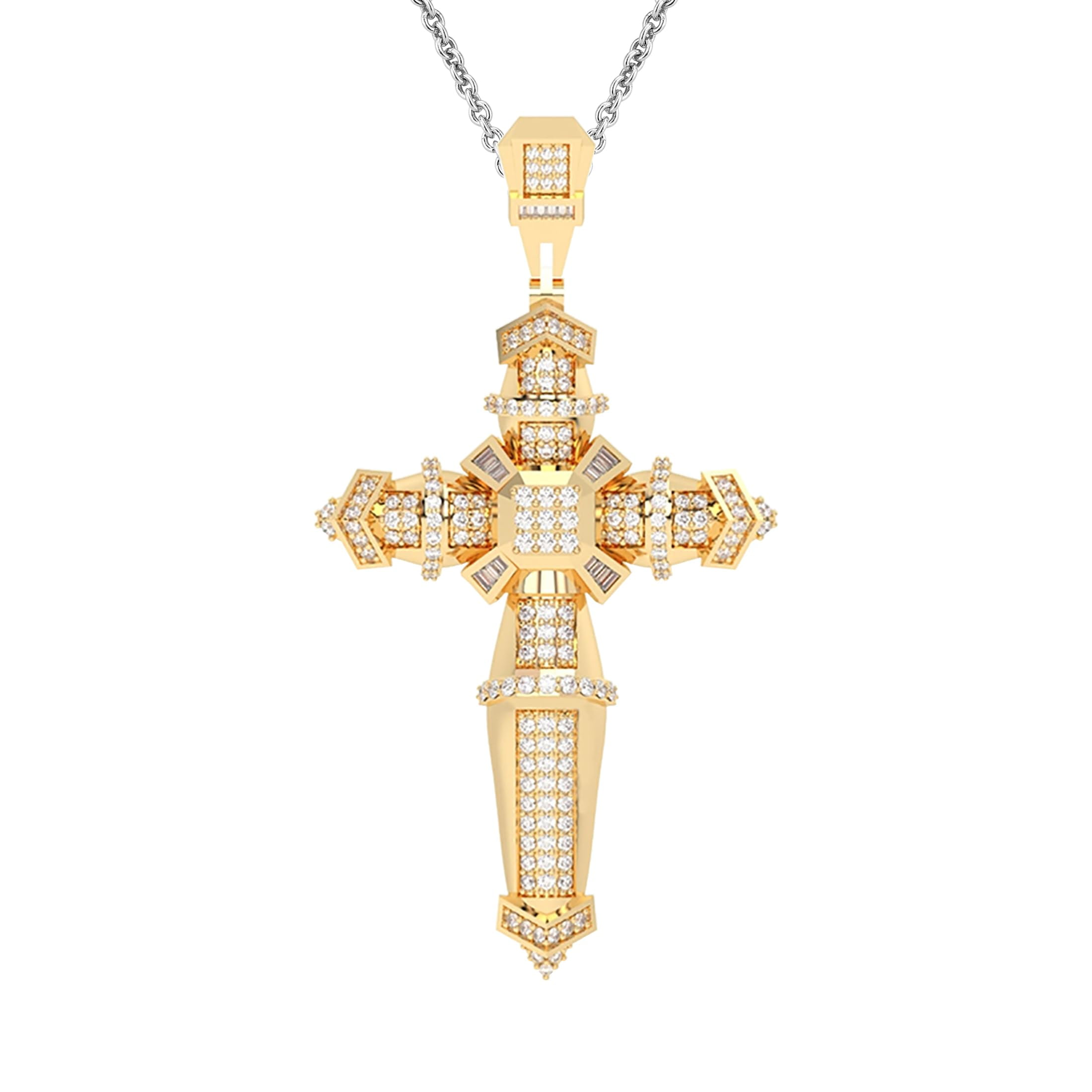 Bling Craft Hip Hop Cross Pendant for Men Iced Out 1.20 Ct Round ...