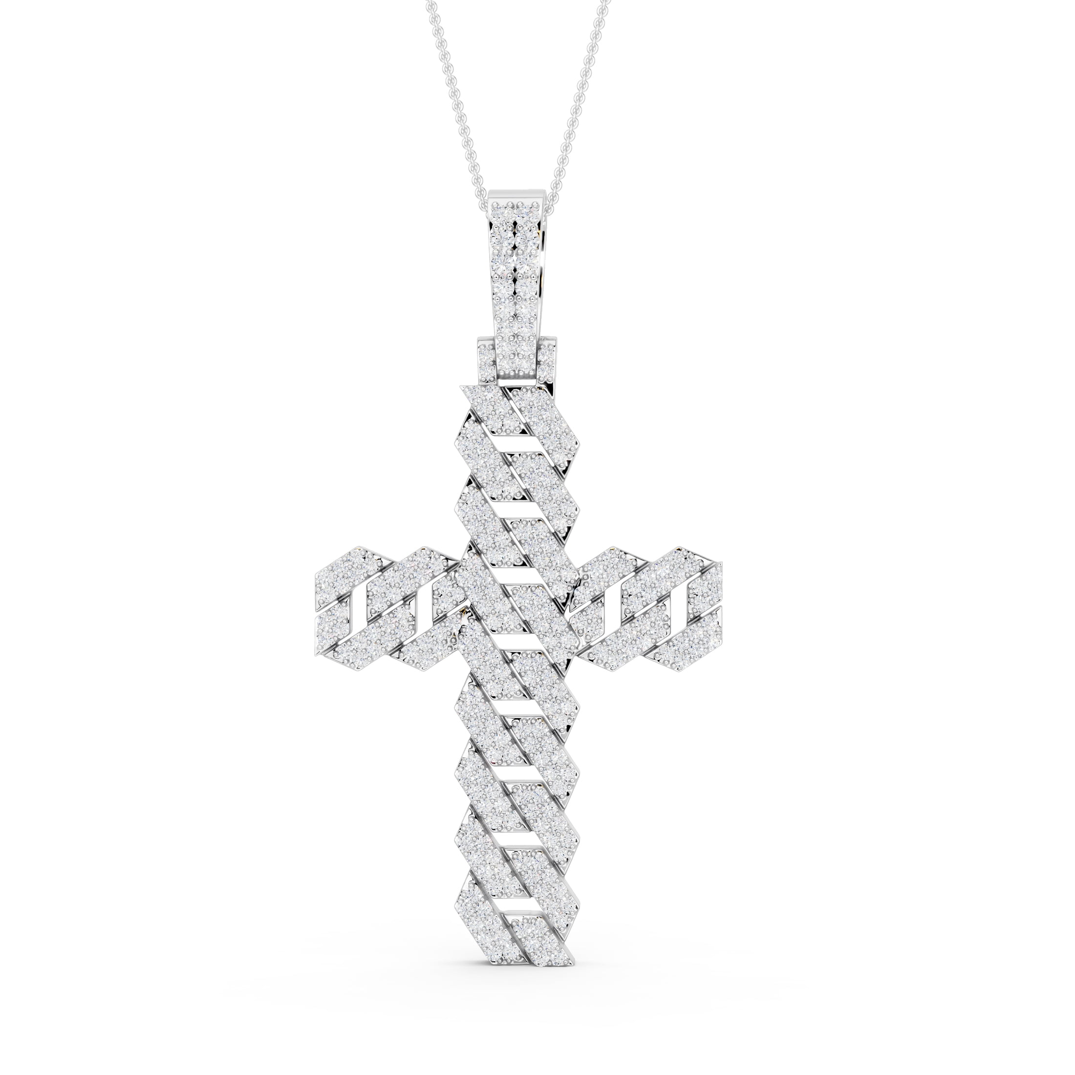 Bling Craft Hip Hop Cross Pendant for Men Iced Out Cuban Link 1.88 Ct ...